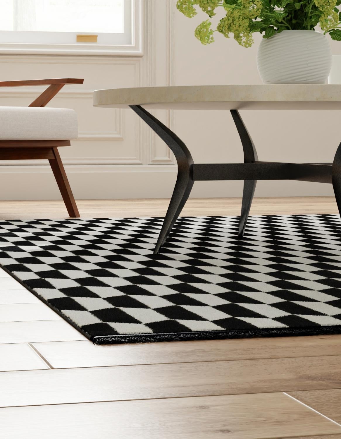 Black and White 6' 1 x 9' Milano Rug | Rugs.com