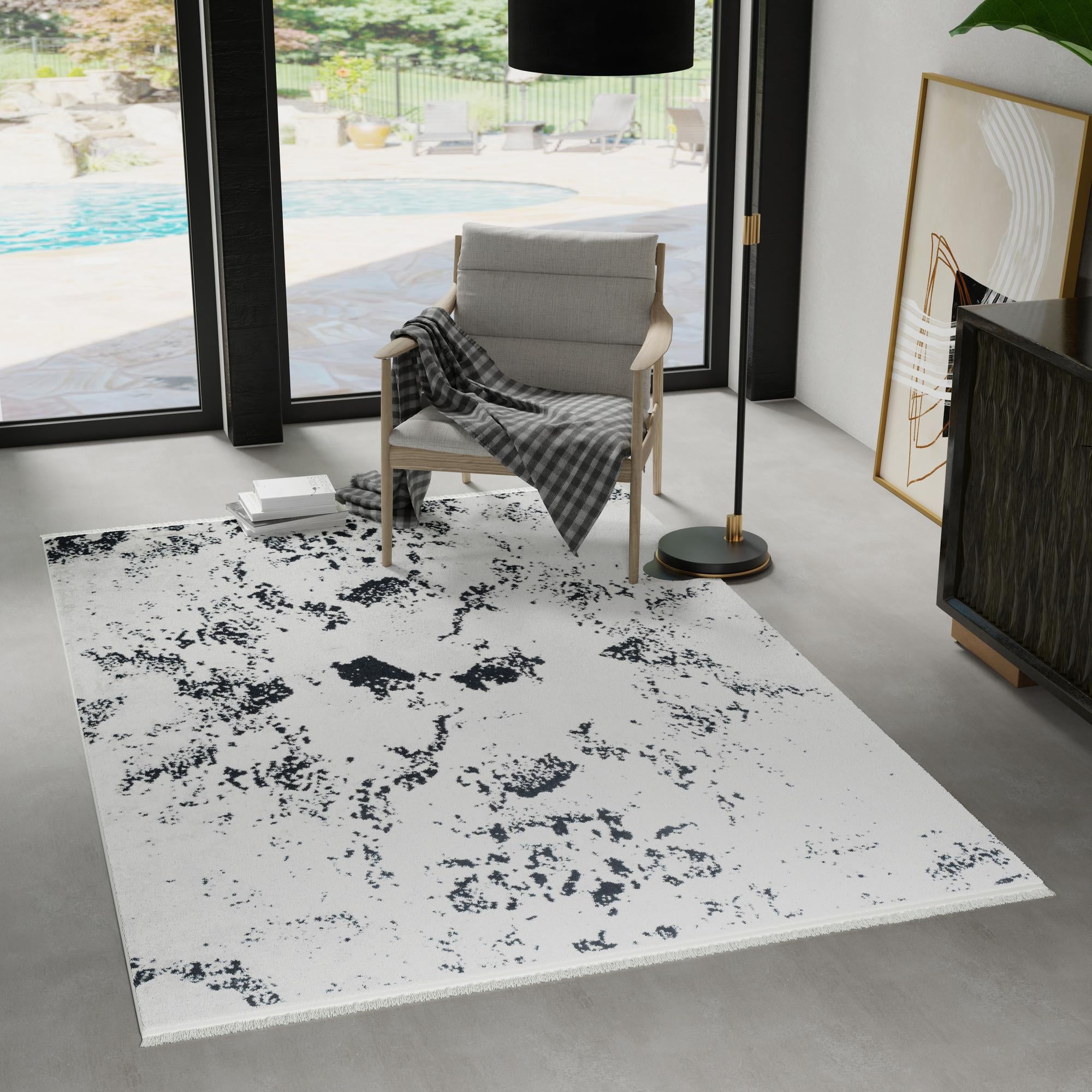 Black and White 7' x 10' Milano Rug | Rugs.com
