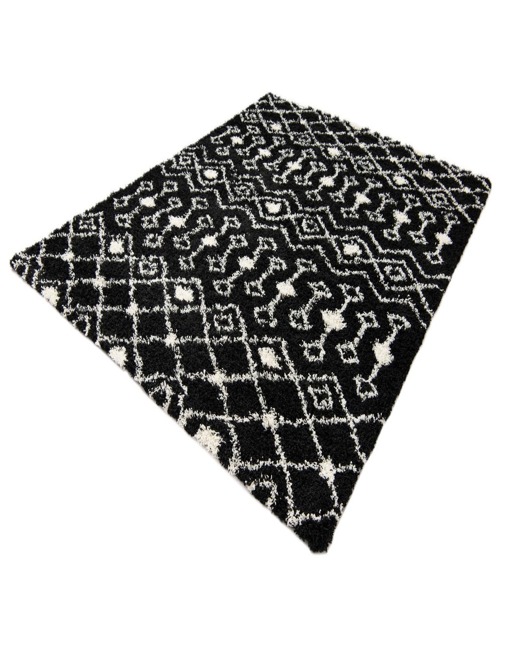 Black and White 7' 10 x 10' Moroccan Trellis Shag Rug | Rugs.com