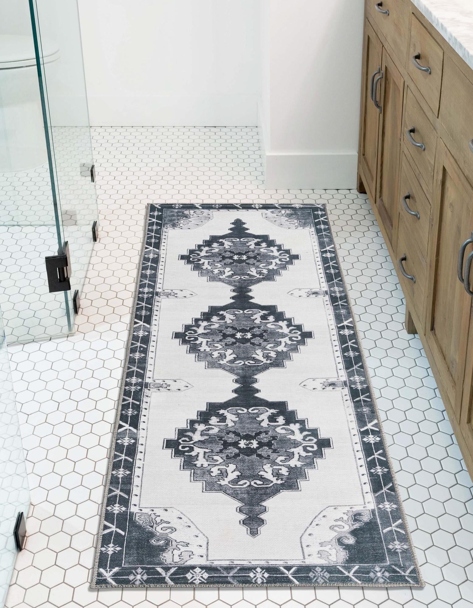 Black and White 2' x 6' Timeless Runner Rug | Rugs.com