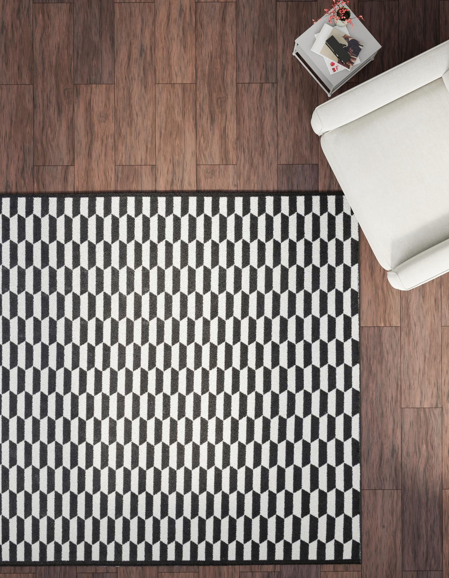 Black and White 10' x 10' Milano Square Rug | Rugs.com