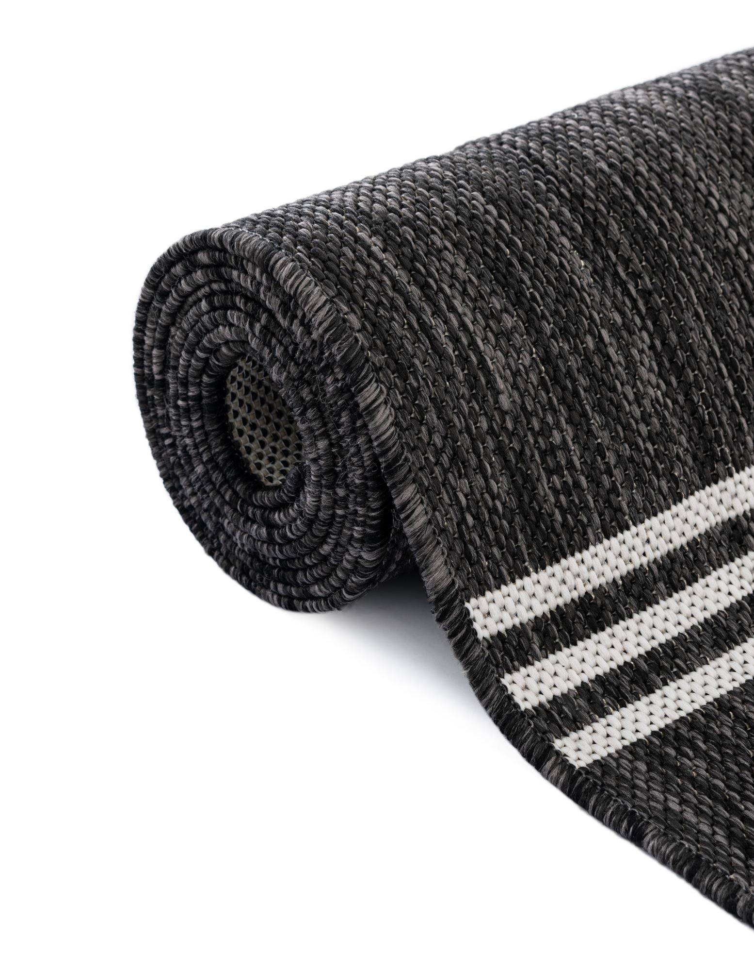 Black and White 7' 10 x 7' 10 Modern Indoor / Outdoor Square Rug | Rugs.com