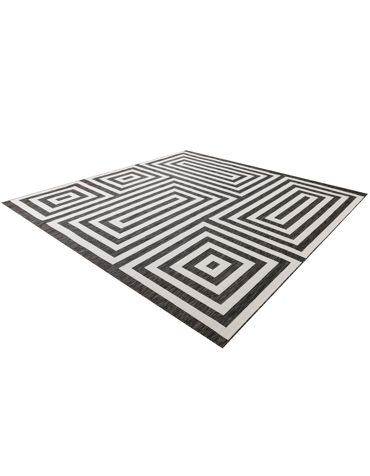 Black and White 12' x 12' Modern Indoor / Outdoor Square Rug | Rugs.com