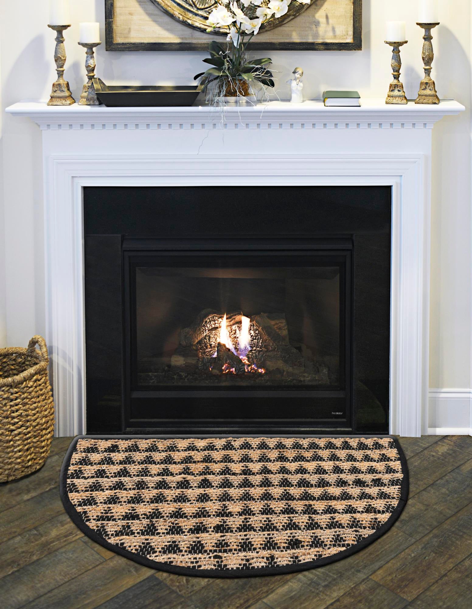 Black 2' 2 x 3' 7 Hand Woven Chindi Jute Hearth Rug | Rugs.com