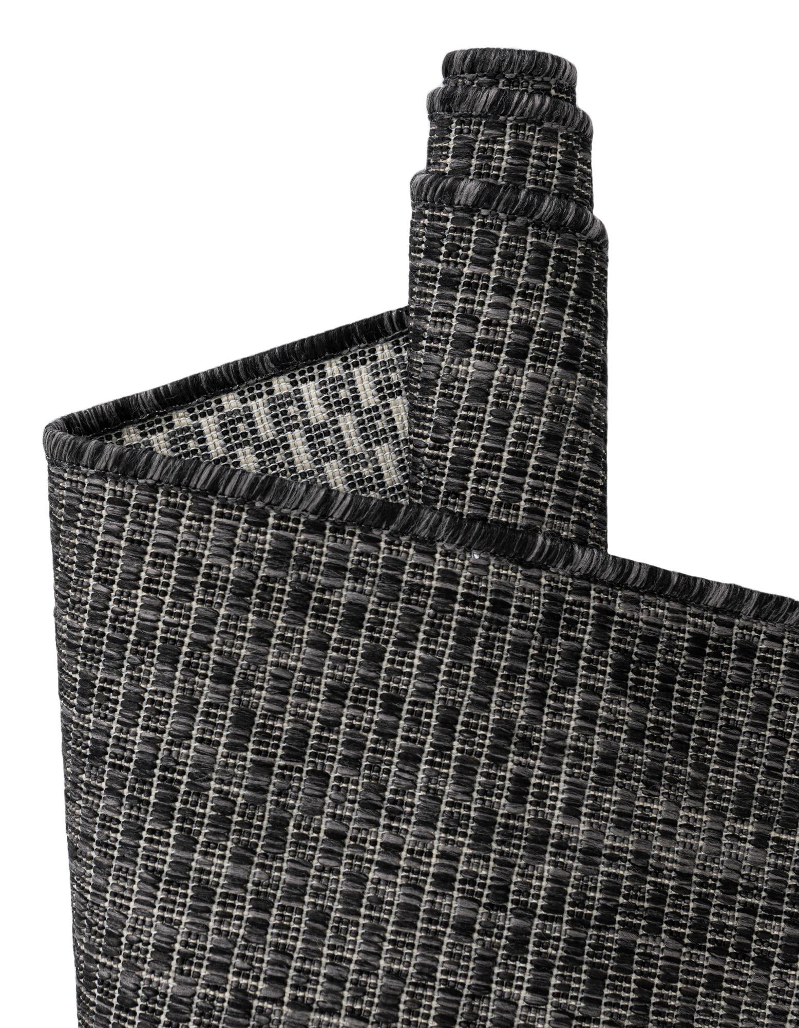 Black 3' x 6' Solid Indoor / Outdoor Hearth Rug | Rugs.com