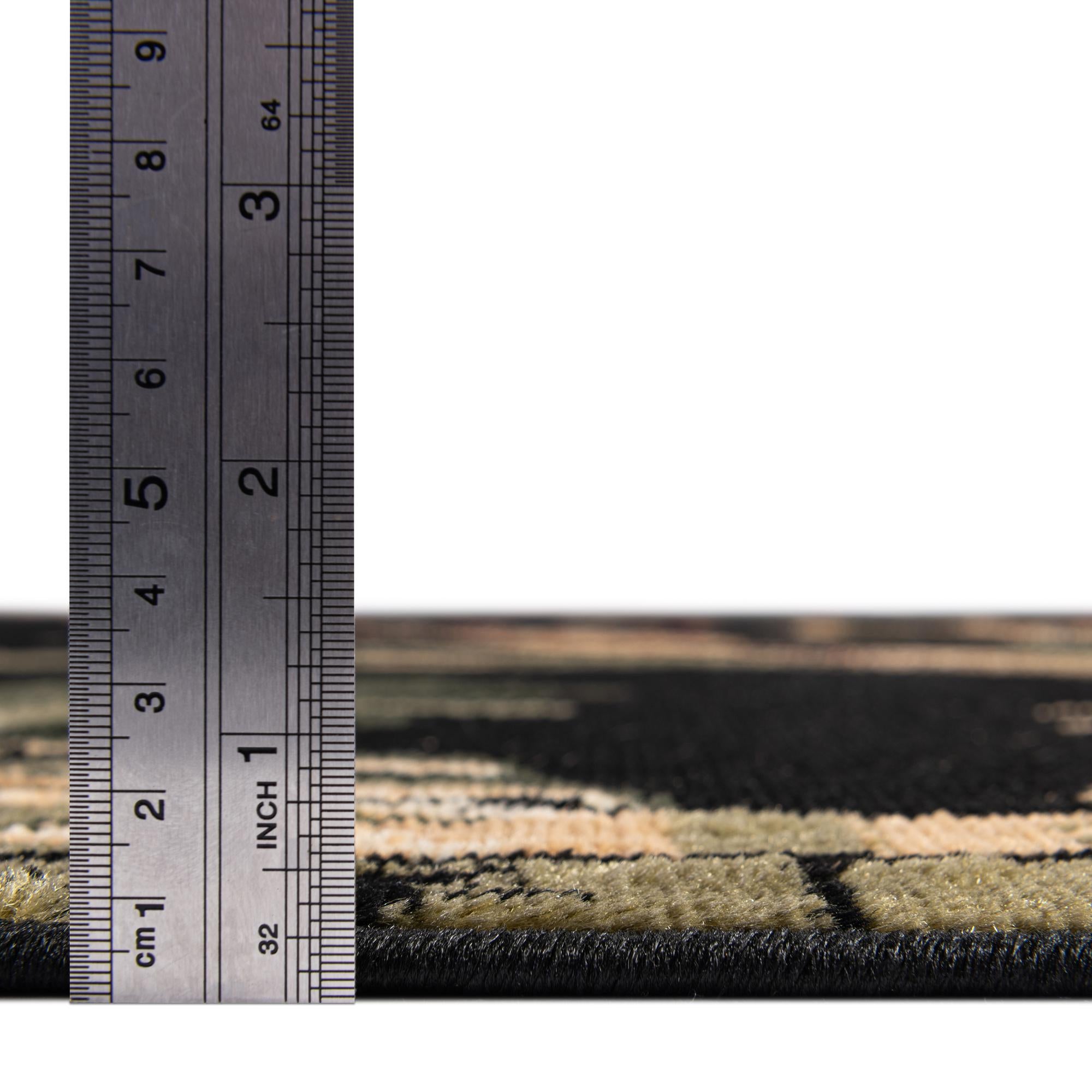 Black 7' 10 x 7' 10 Pastoral Octagon Rug | Rugs.com