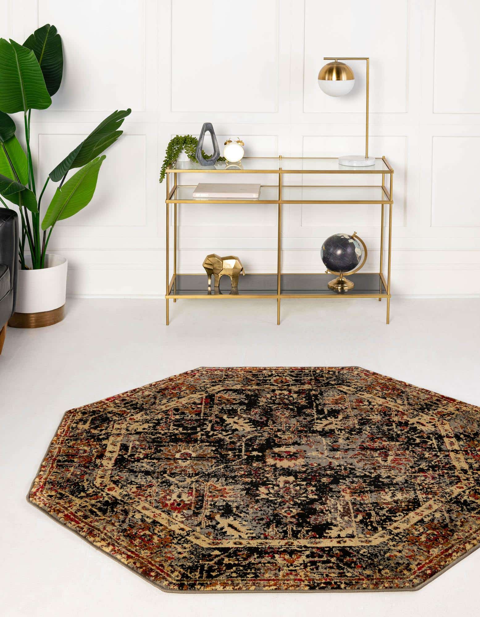 Black 7' 10 x 7' 10 Saturn Octagon Rug | Rugs.com