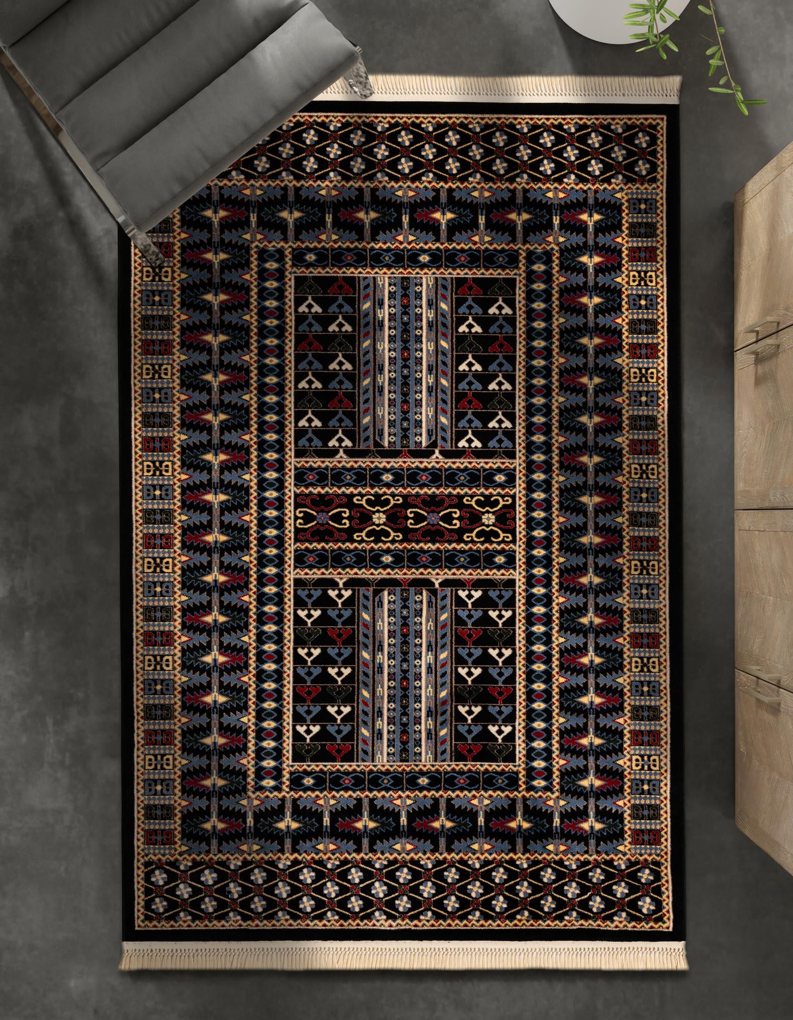 Black 6' x 9' Bokhara Rug | Rugs.com