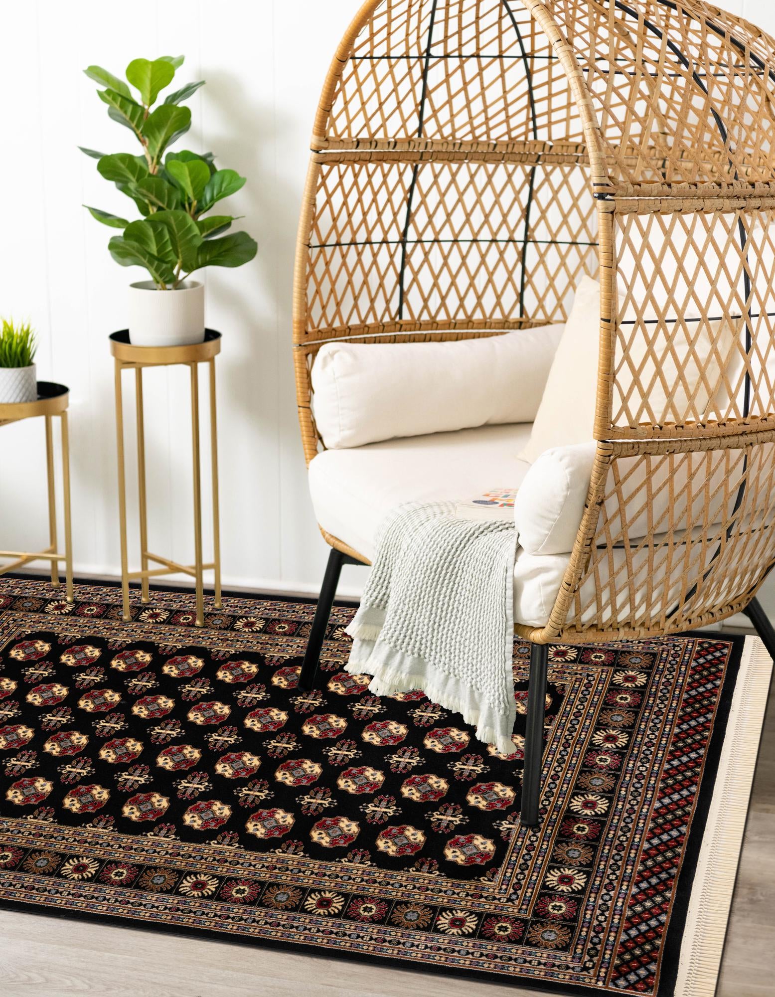 Black 2' x 3' Bokhara Rug | Rugs.com