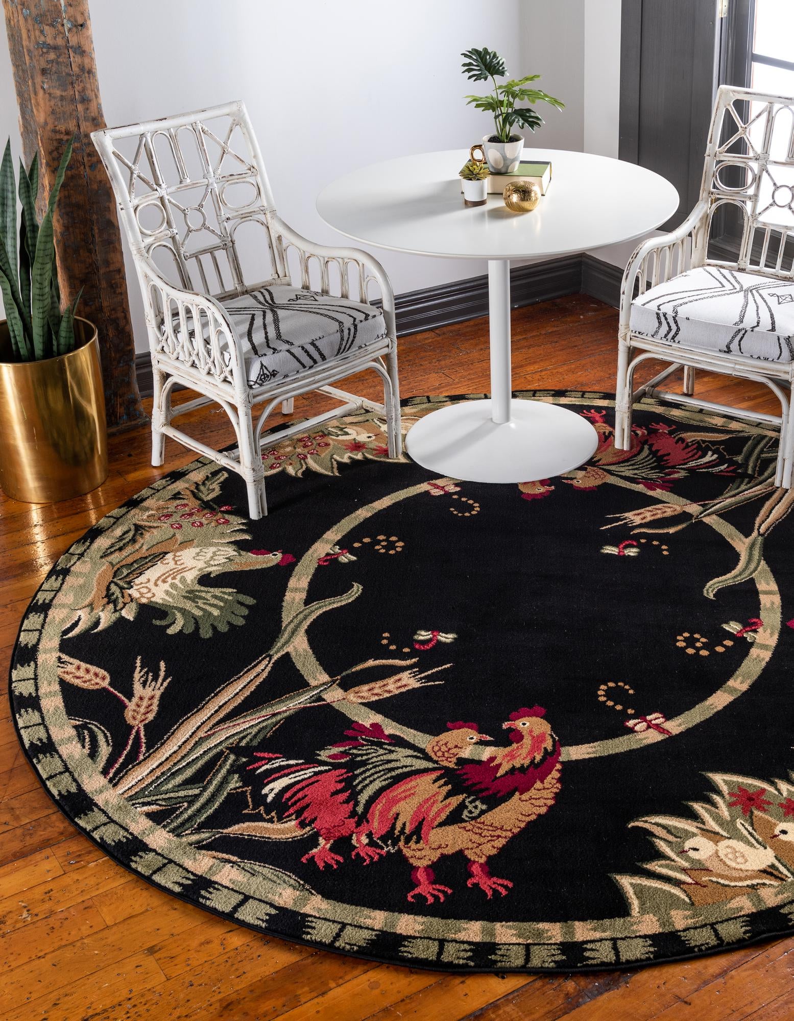 Black 7' 10 x 7' 10 Amaya Round Rug | Rugs.com