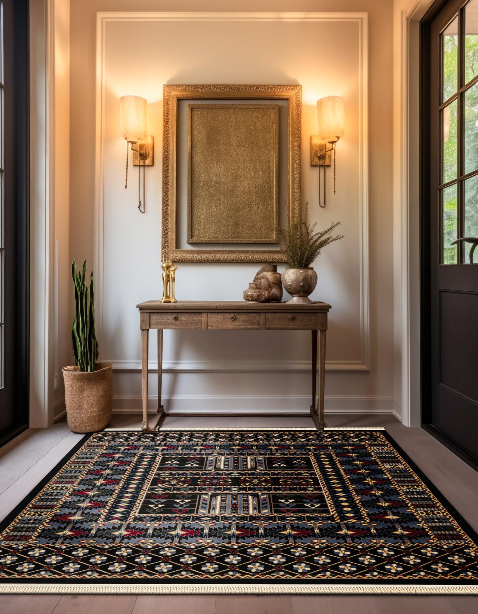 Black 10' x 10' Bokhara Square Rug | Rugs.com