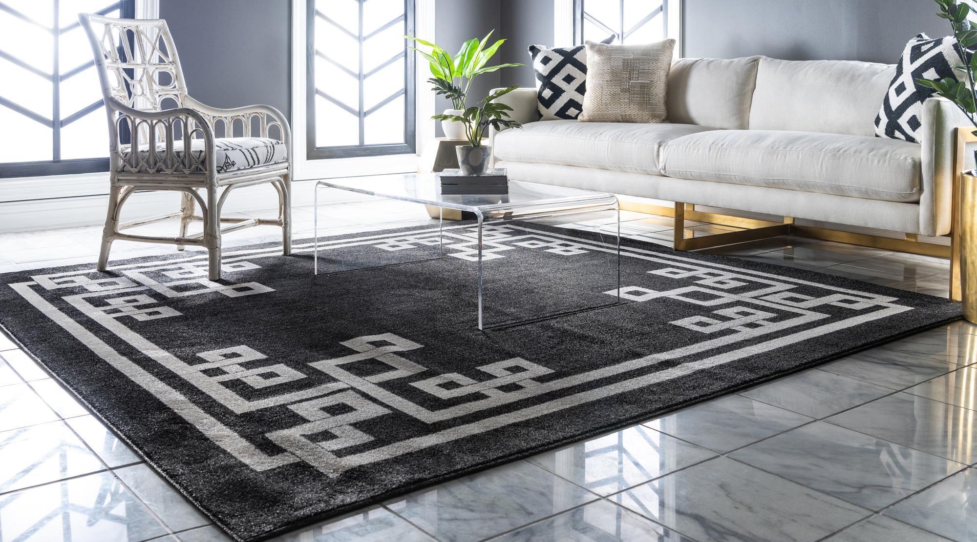 Black 7' 10 x 7' 10 Hera Square Rug | Rugs.com
