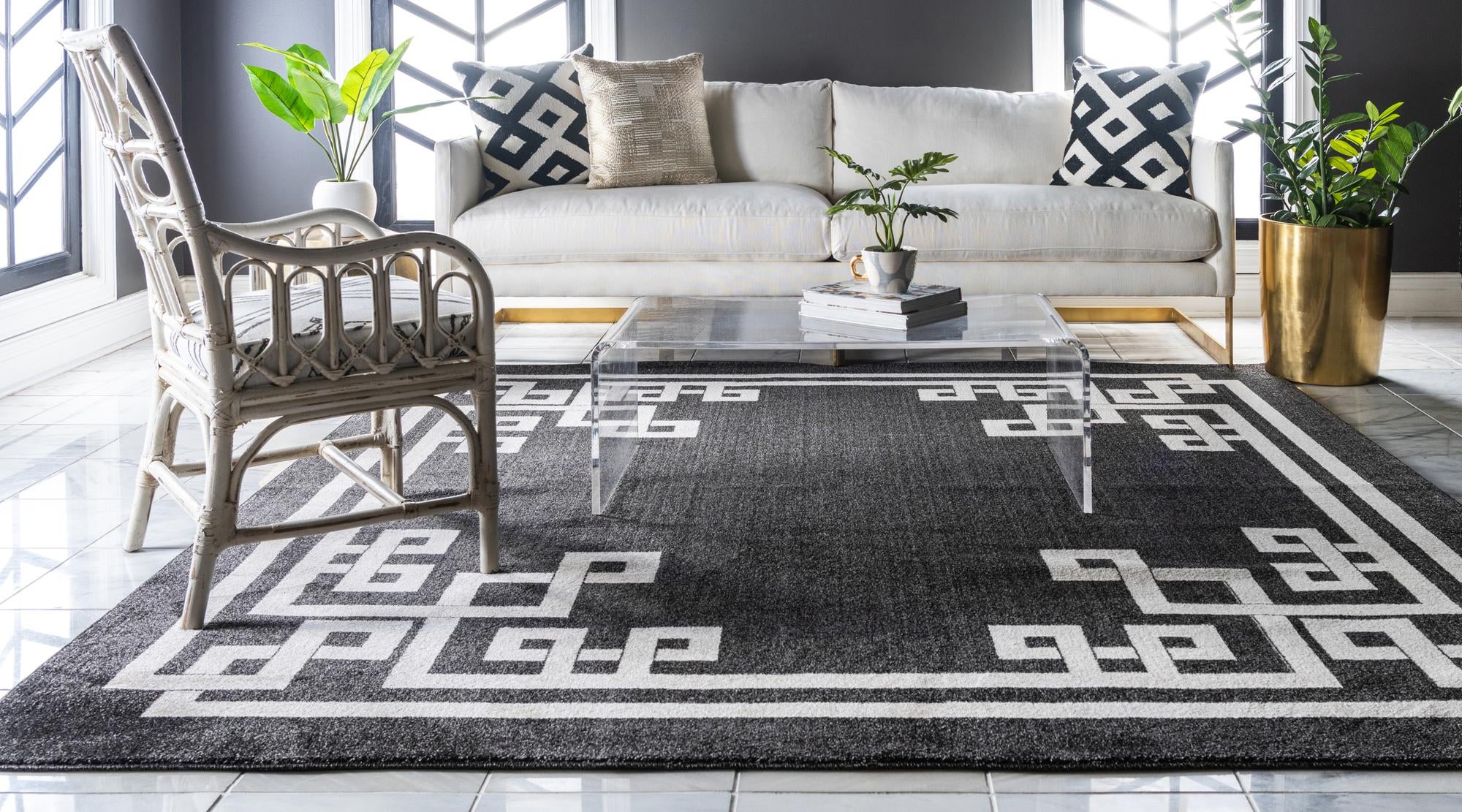 Black 7' 10 x 7' 10 Hera Square Rug | Rugs.com