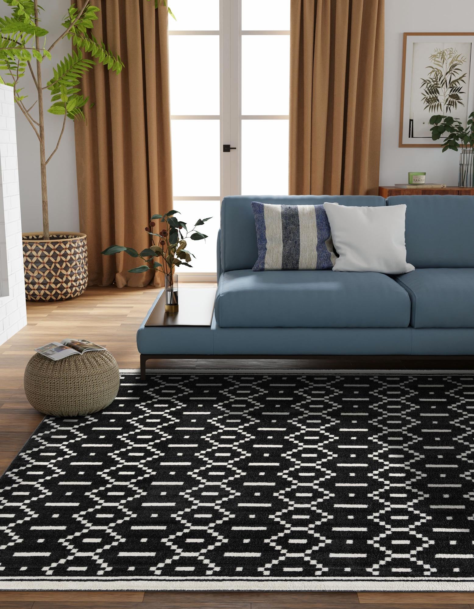 Black 7' 10 x 7' 10 Oslo Square Rug | Rugs.com