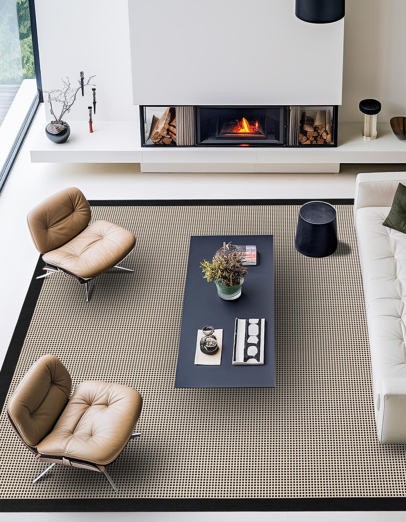 Black 10' x 10' Border Indoor / Outdoor Square Rug | Rugs.com