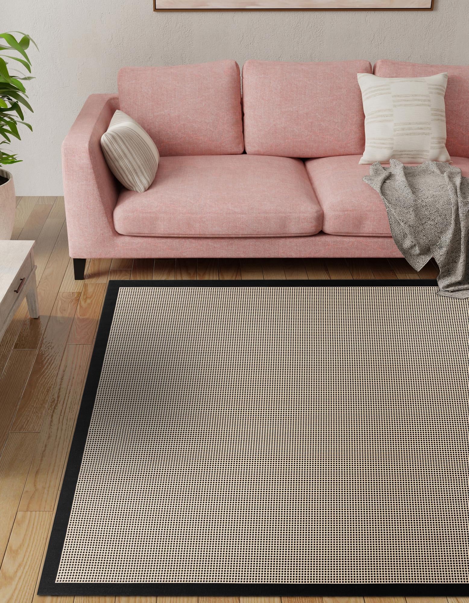 Black 10' x 10' Border Indoor / Outdoor Square Rug | Rugs.com