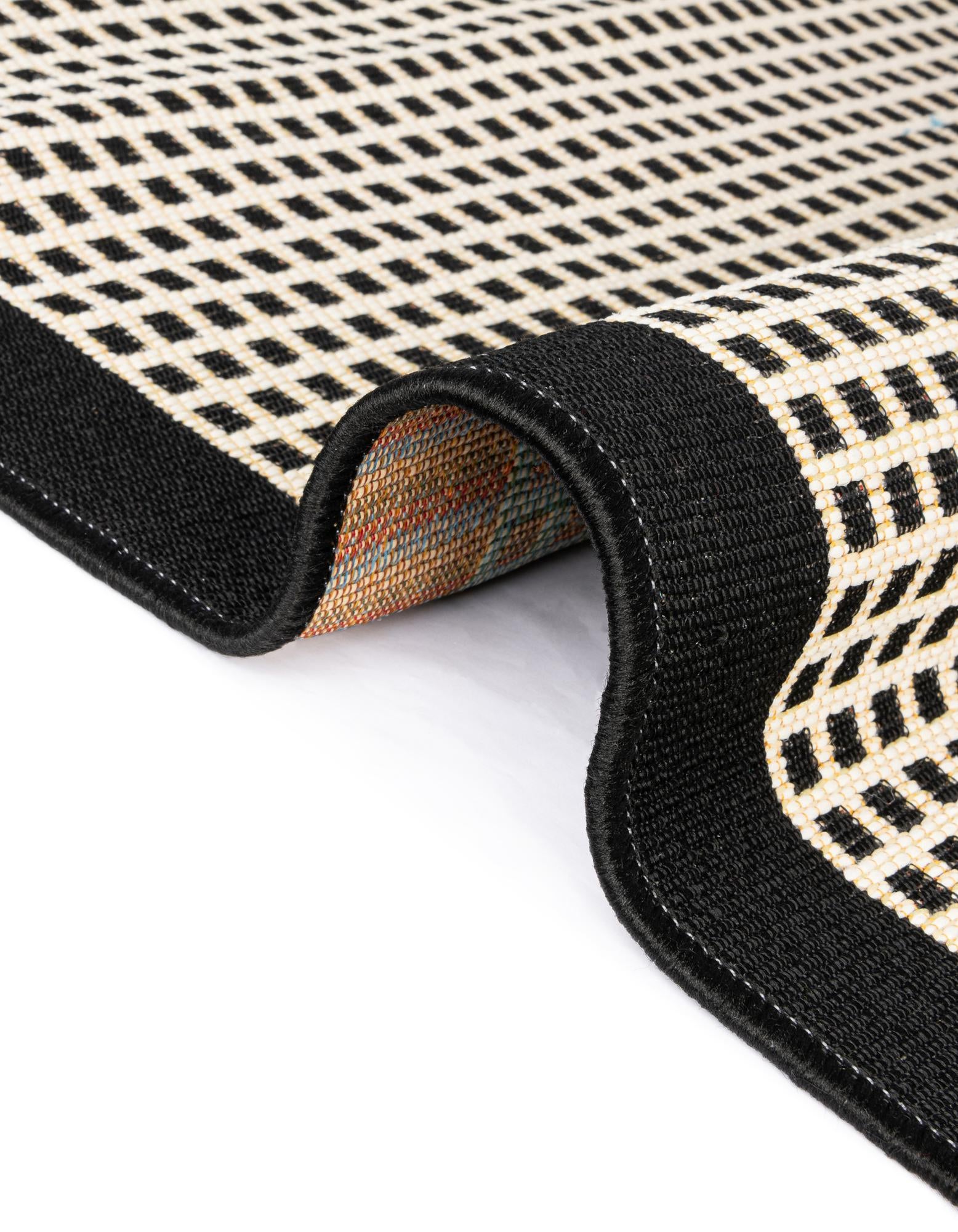 Black 10' x 10' Border Indoor / Outdoor Square Rug | Rugs.com