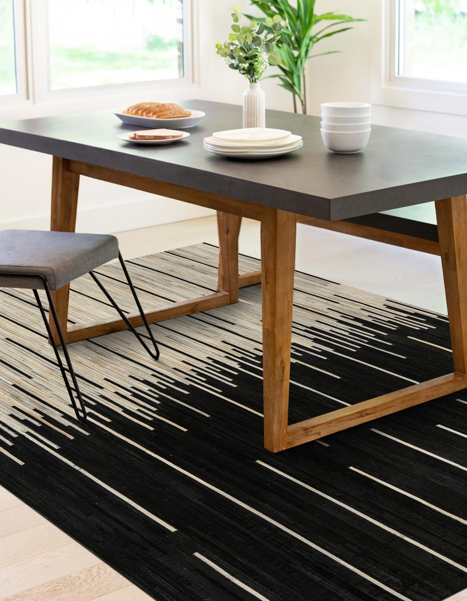 Black White 2' x 3' 1 Cowhide Leather Rug | Rugs.com