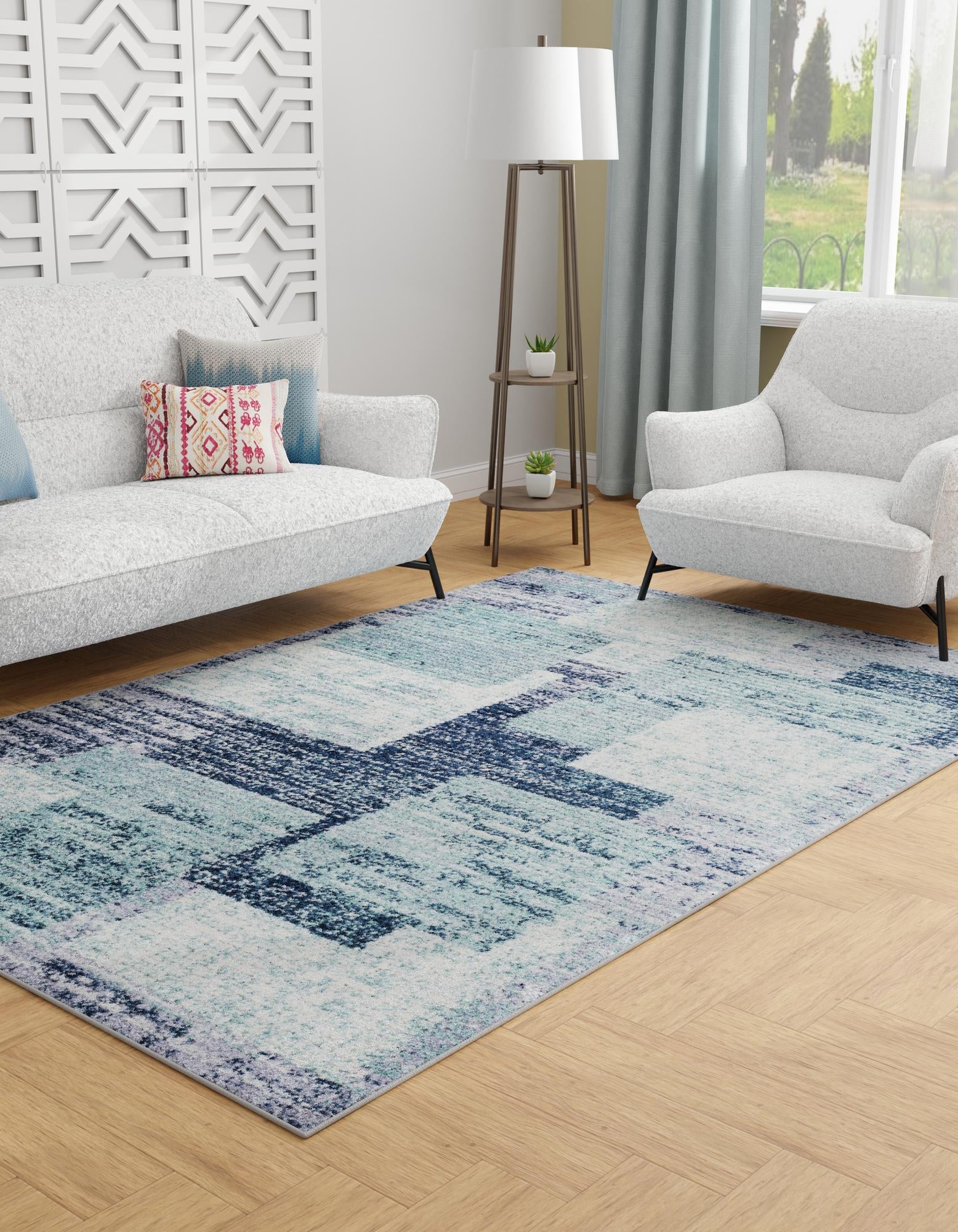 Blue and Gray 10' x 14' 1 Tucson Rug | Rugs.com