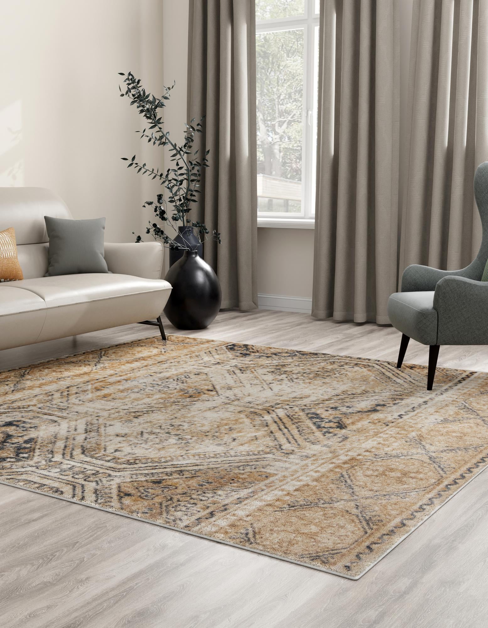 Beige 7' x 7' Eliza Square Rug | Rugs.com