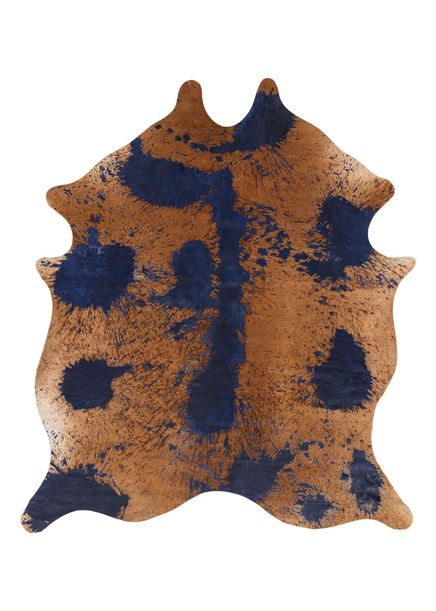 Blue 6' x 7' Cowhide Leather Freeform Rug | Rugs.com