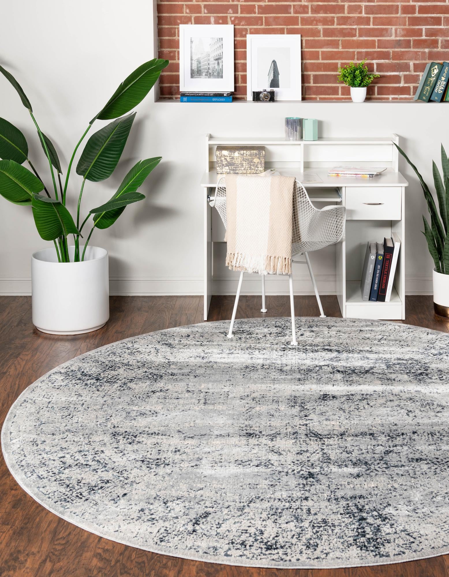 Navy Blue 4' x 4' Carnevale Round Rug | Rugs.com