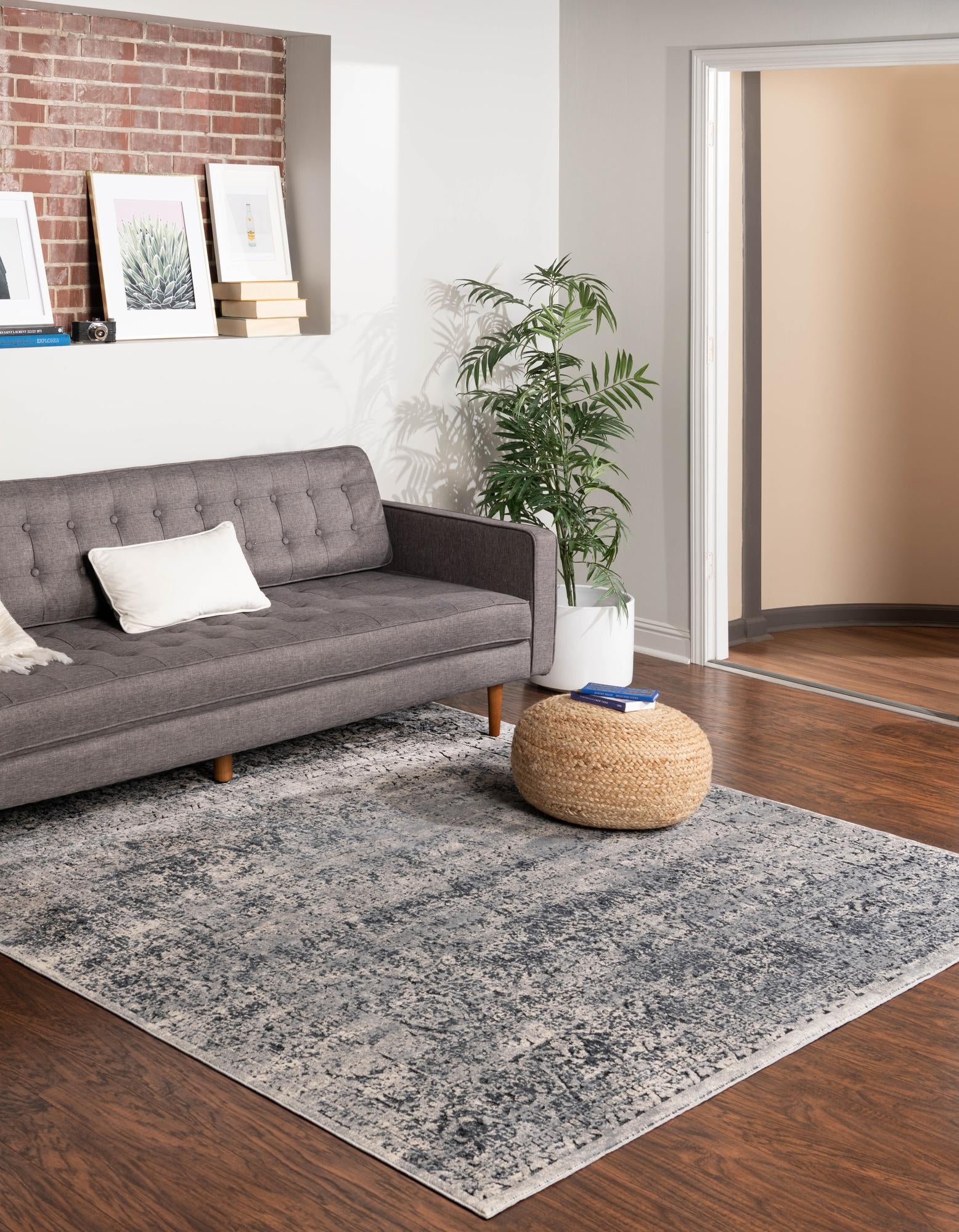 Blue Gray 7' x 7' Eliza Square Rug | Rugs.com