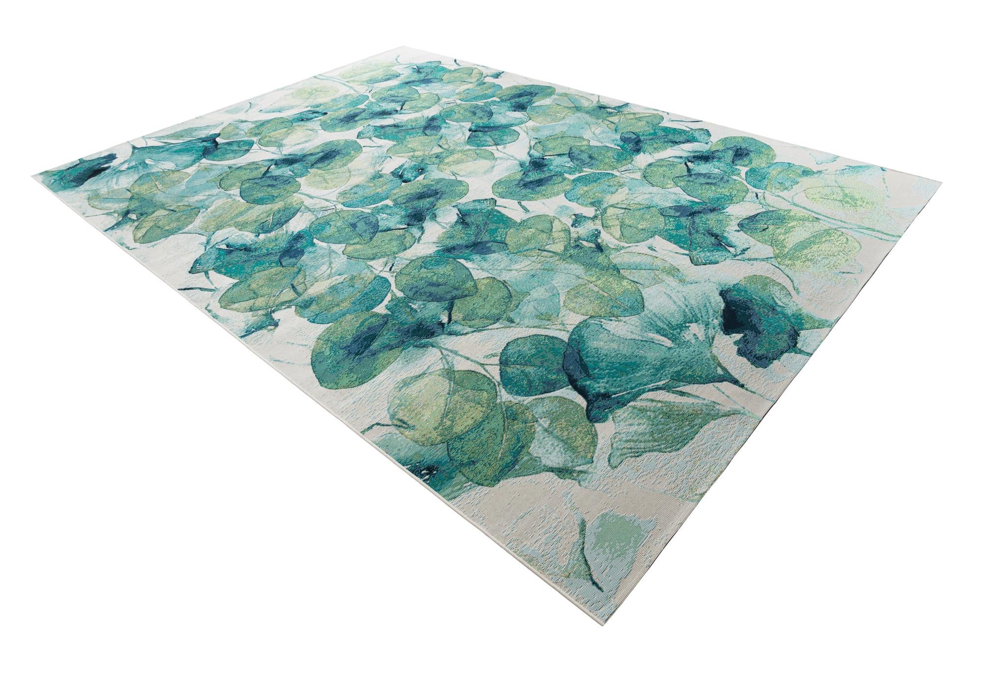 Blue Green 10' x 14' 2 Botanical Indoor / Outdoor Rug | Rugs.com