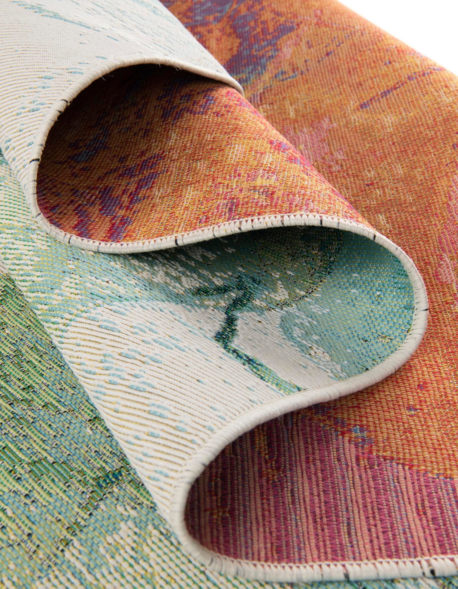 Blue Green 6' x 9' Botanical Indoor / Outdoor Rug | Rugs.com