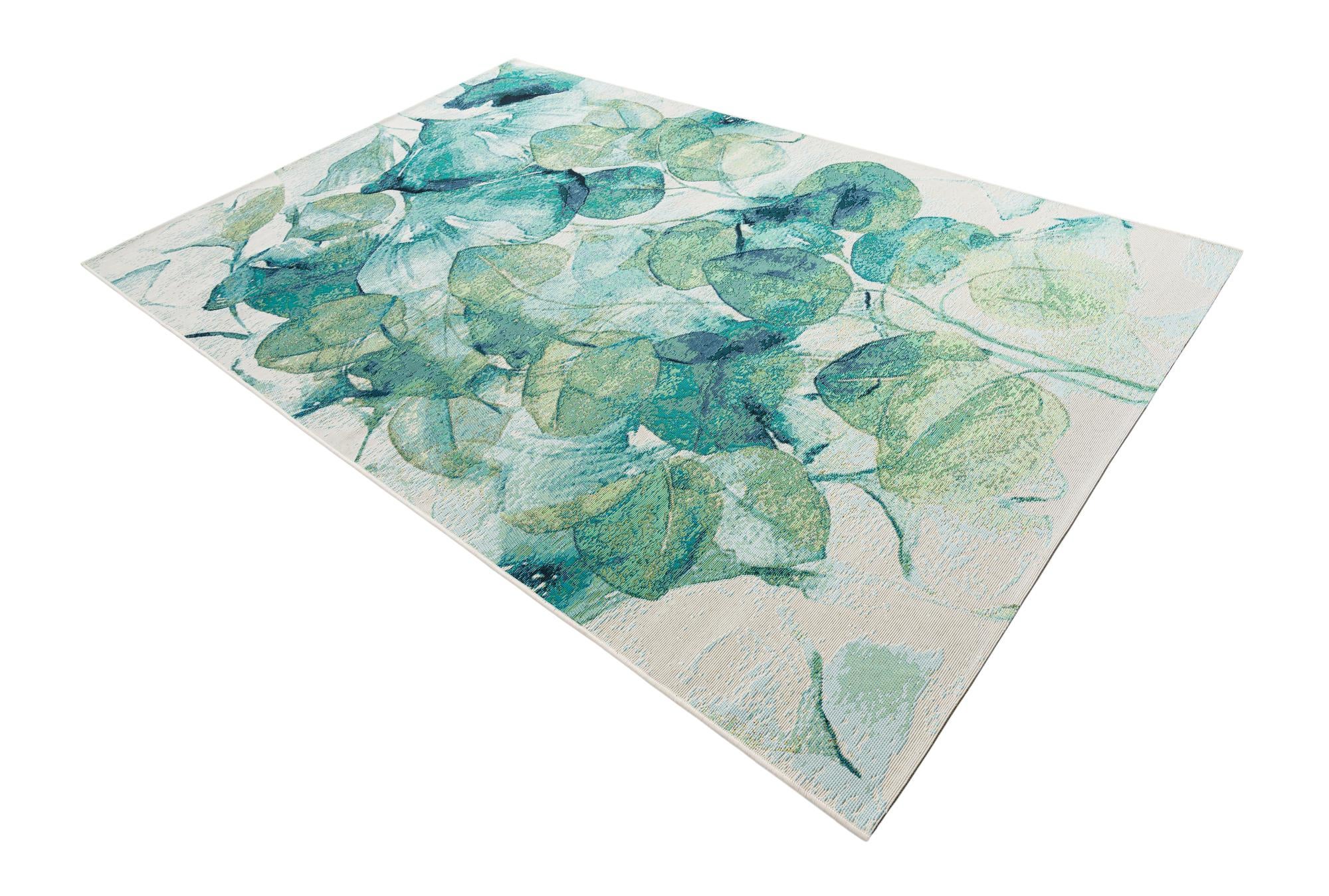 Blue Green 6' x 9' Botanical Indoor / Outdoor Rug | Rugs.com