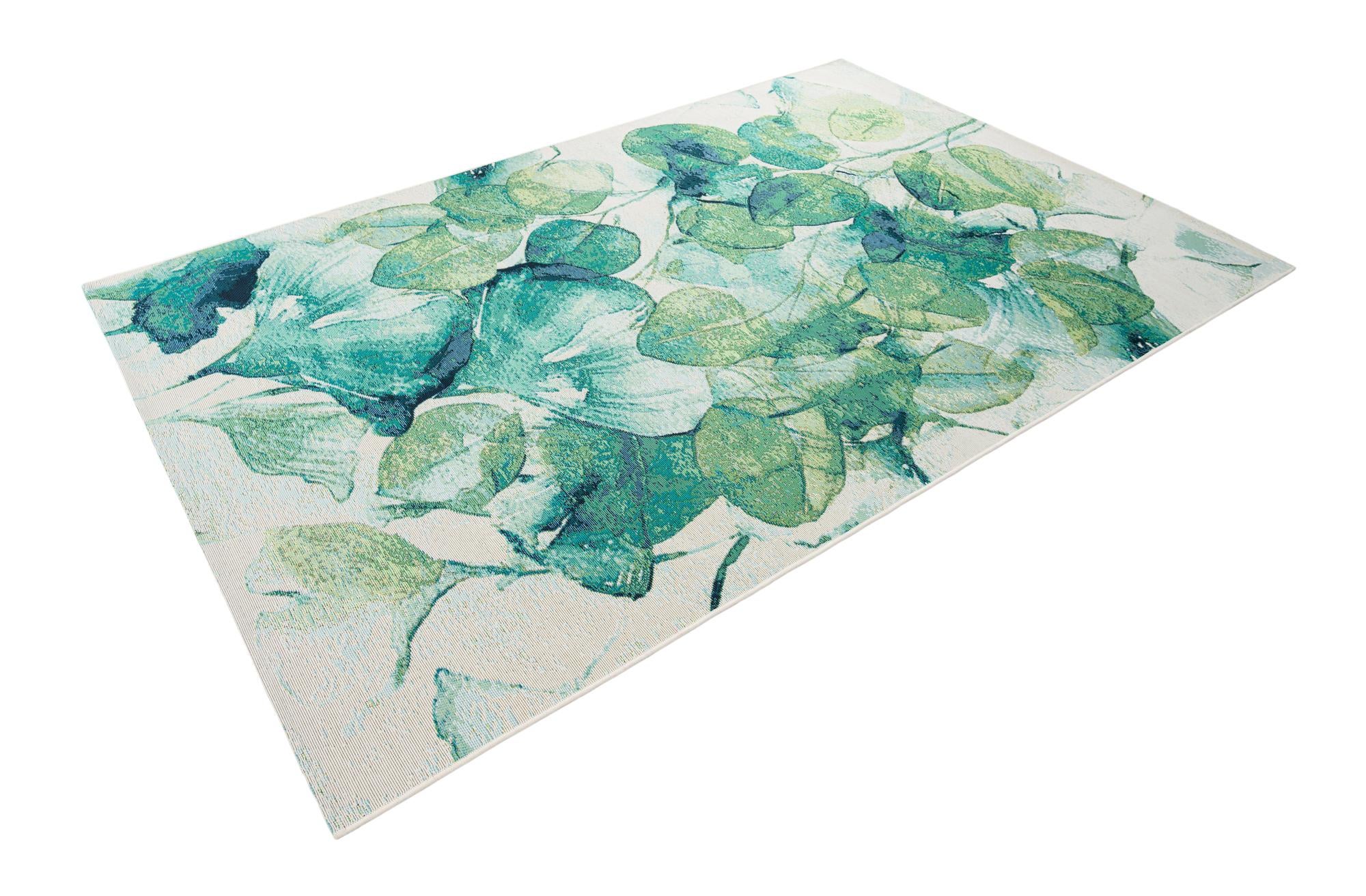 Blue Green 6' x 9' Botanical Indoor / Outdoor Rug | Rugs.com