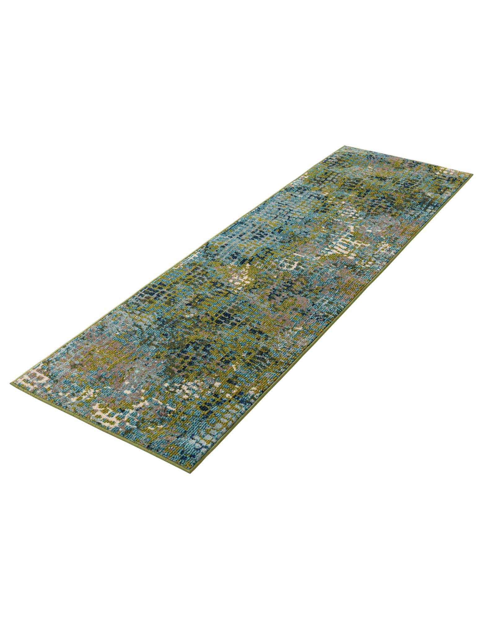 Blue Green 2' 2 x 6' 7 Washable Theia Runner Rug | Rugs.com
