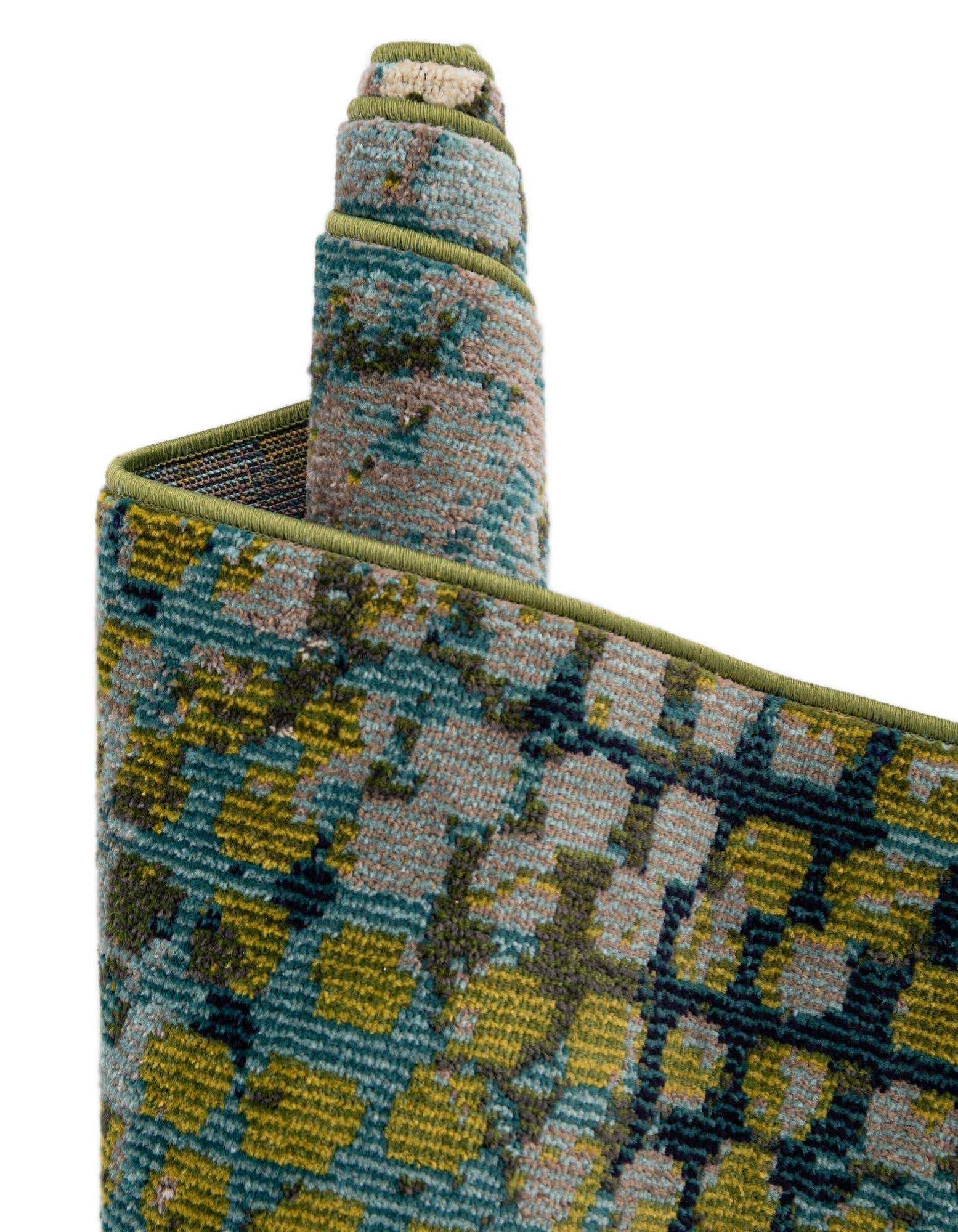 Blue Green 2' 2 x 6' 7 Washable Theia Runner Rug | Rugs.com