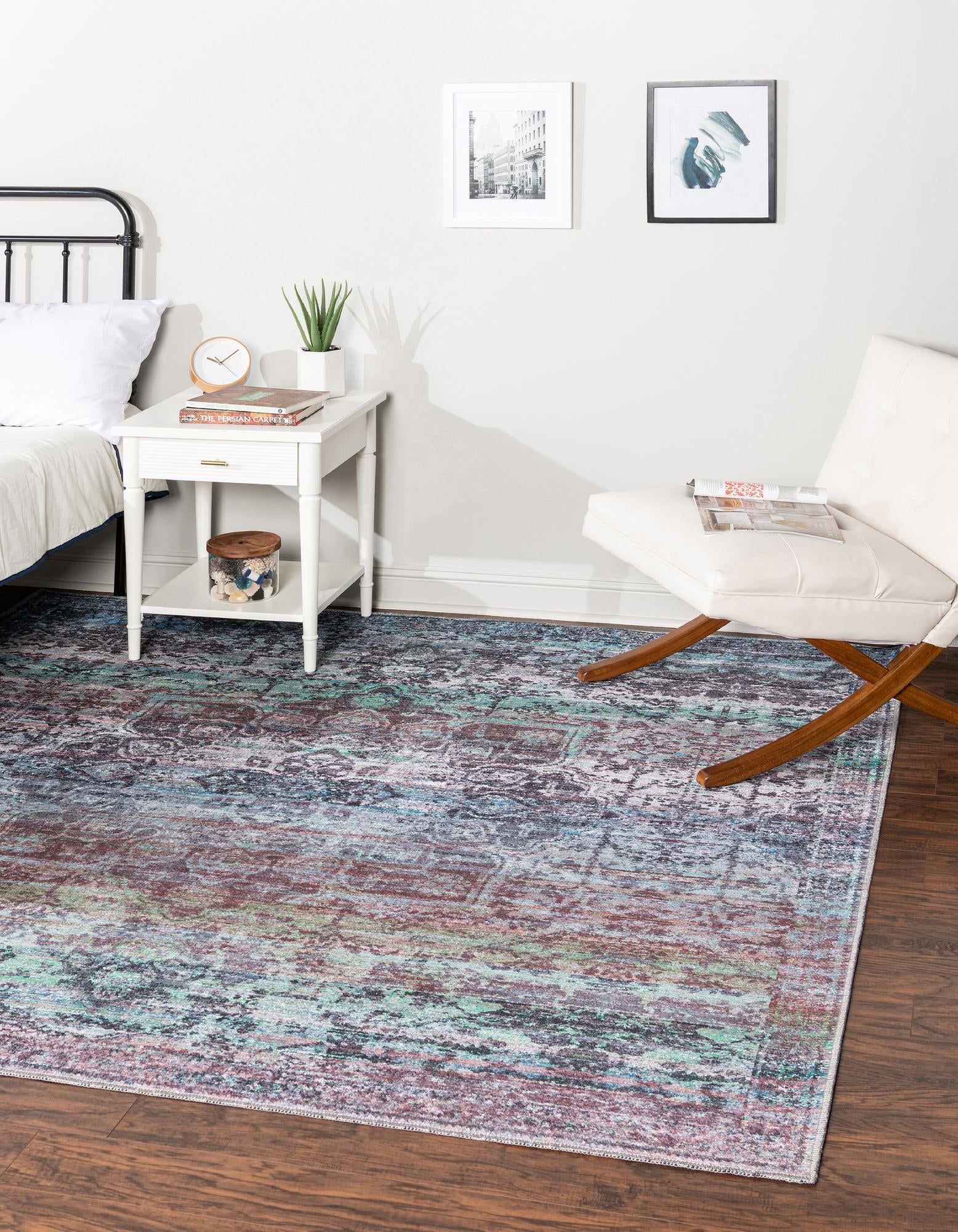 Blue Green 7' 3 x 7' 3 Washable Francesca Square Rug | Rugs.com