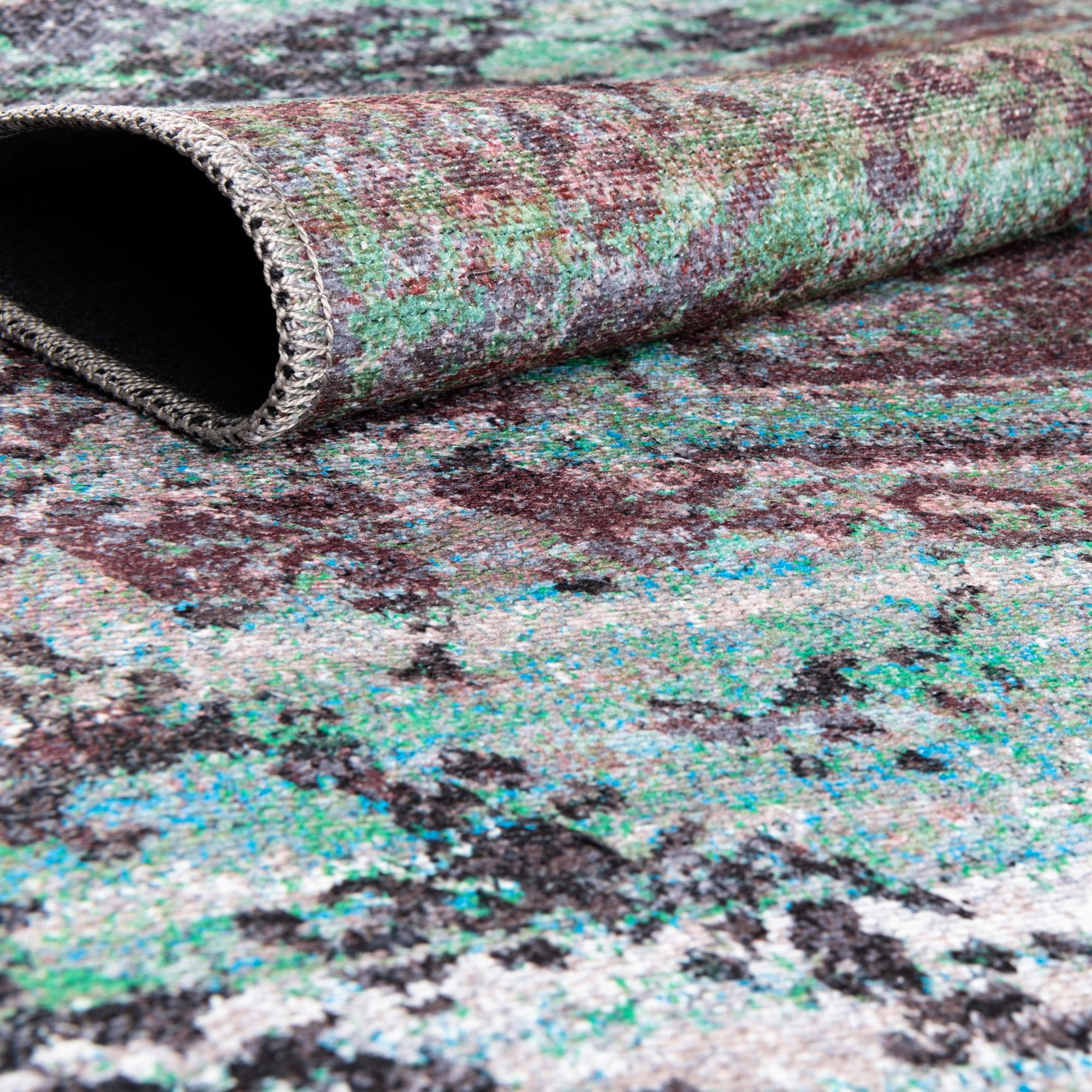 Blue Green 7' 3 x 7' 3 Washable Francesca Square Rug | Rugs.com