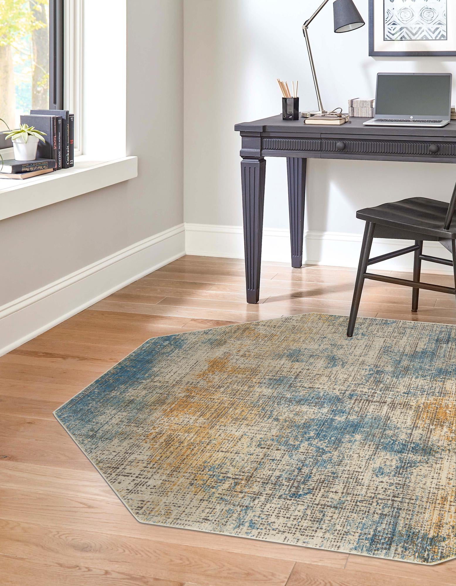 Blue Ivory 7' 10 x 7' 10 Deepa Octagon Rug | Rugs.com