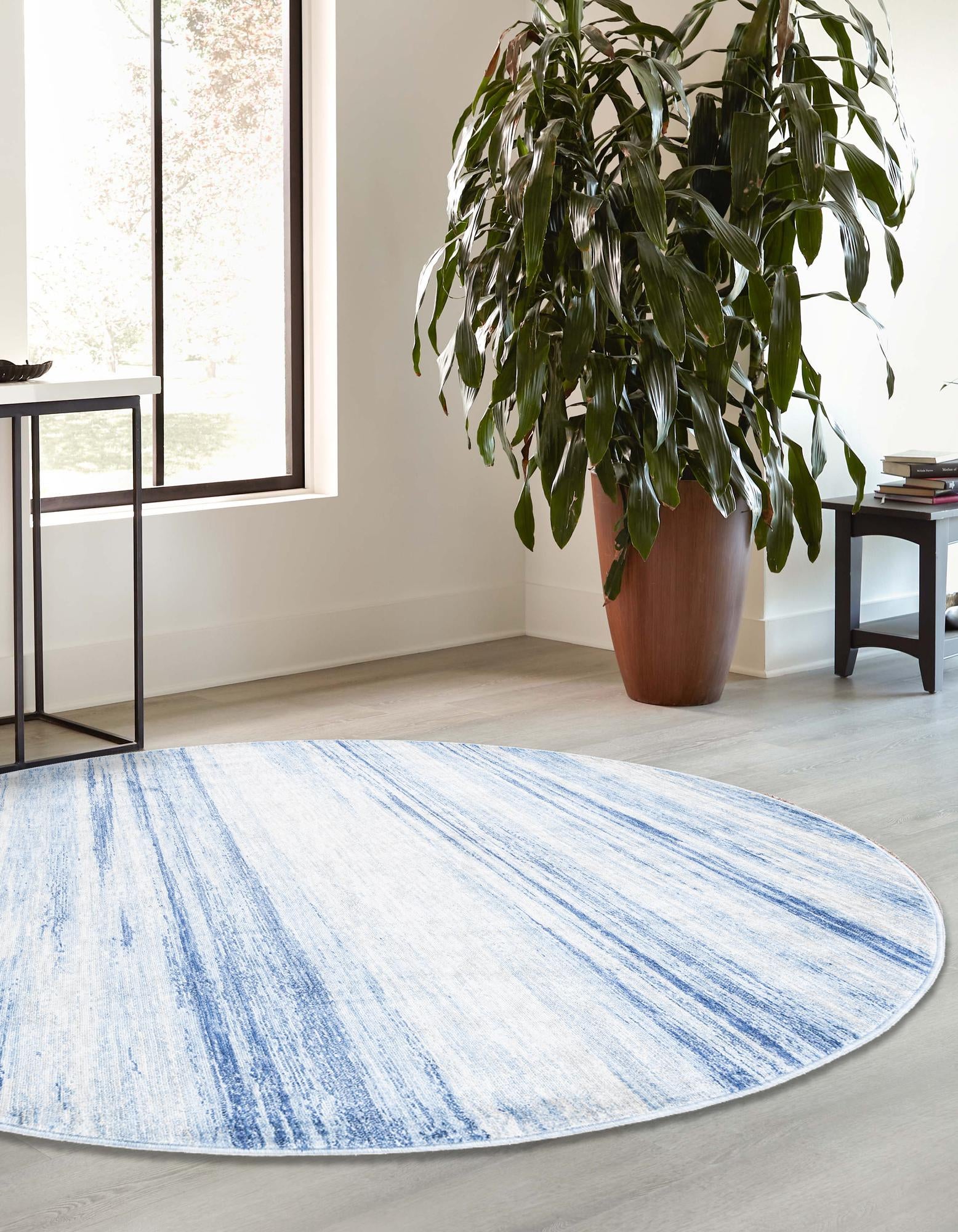 Blue Ivory 5' 3 x 5' 3 Gabbeh Round Rug | Rugs.com