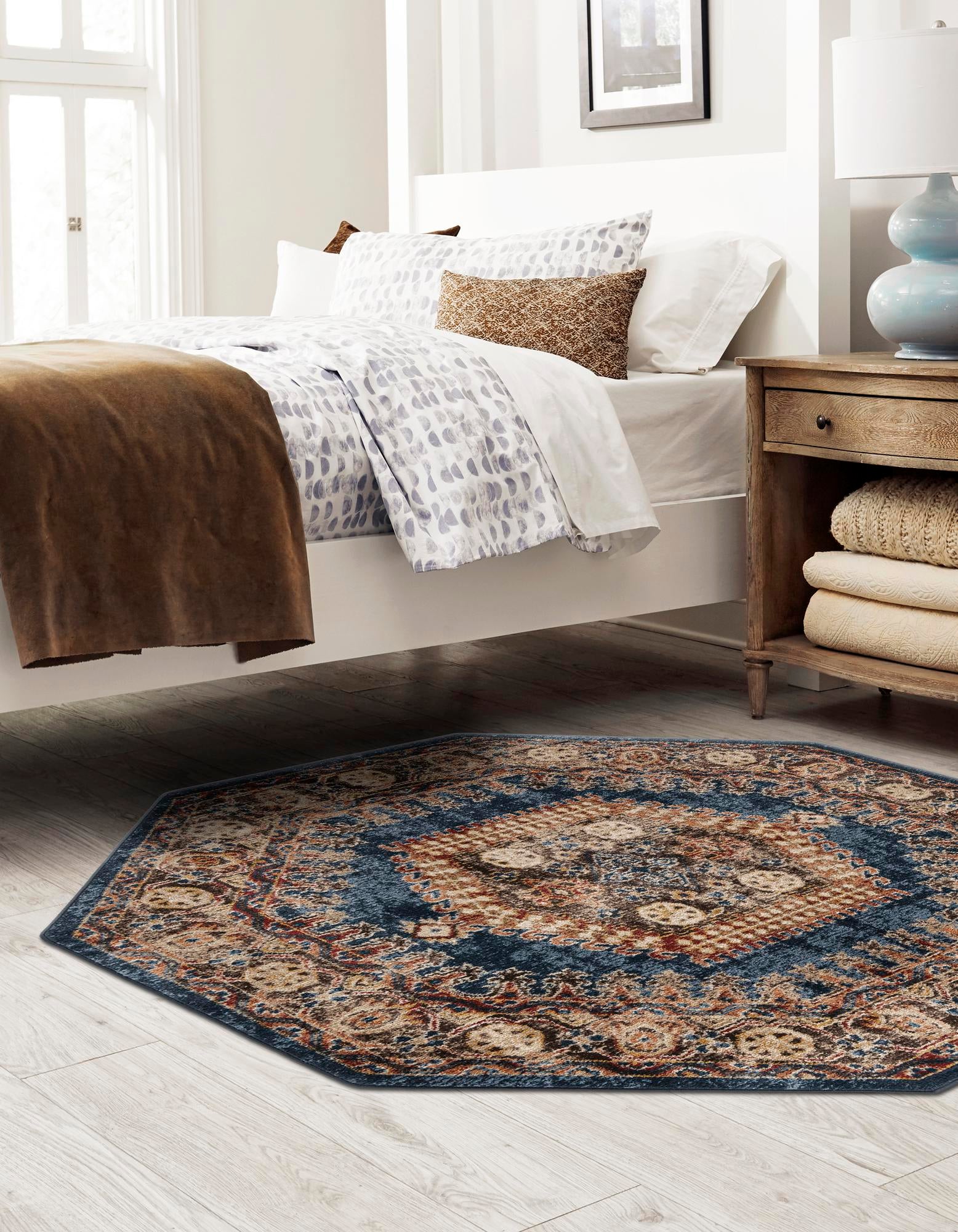 Blue 5' 3 x 5' 3 Eden Octagon Rug | Rugs.com