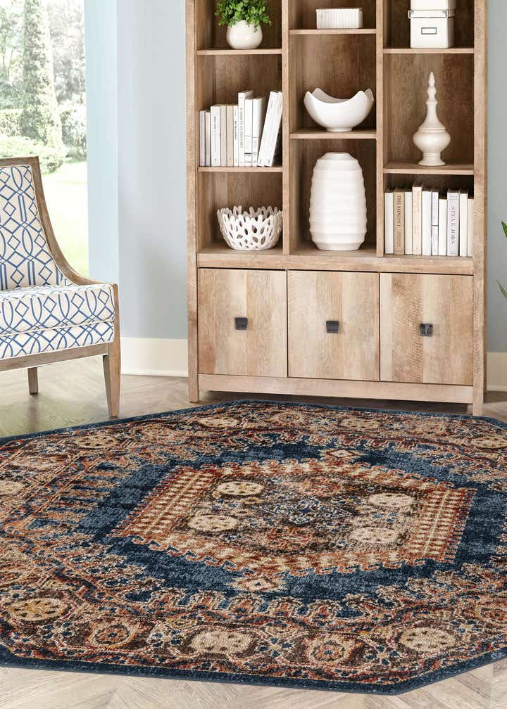 Blue 5' 3 x 5' 3 Eden Octagon Rug | Rugs.com