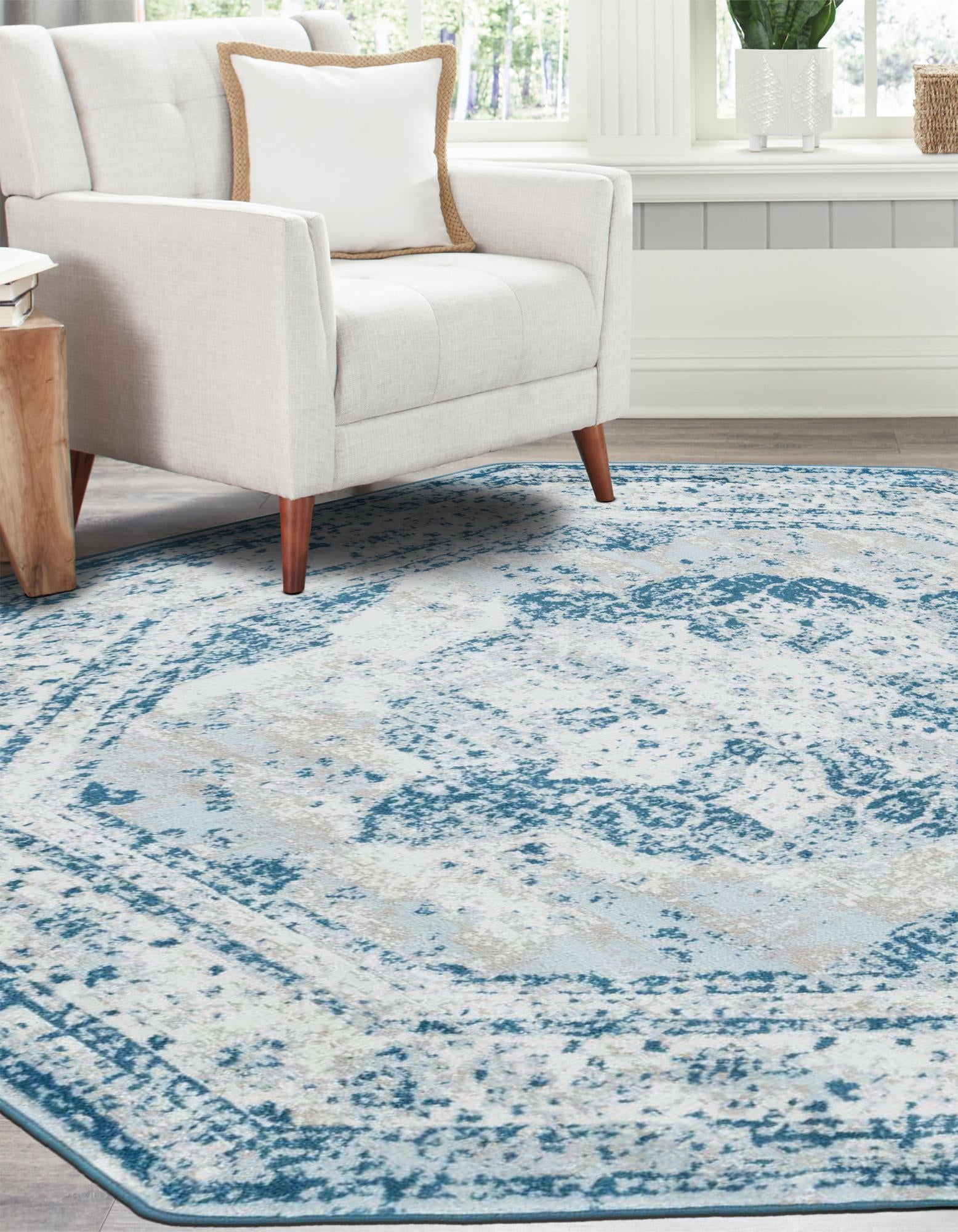 Blue 4' x 4' Monte Carlo Octagon Rug | Rugs.com