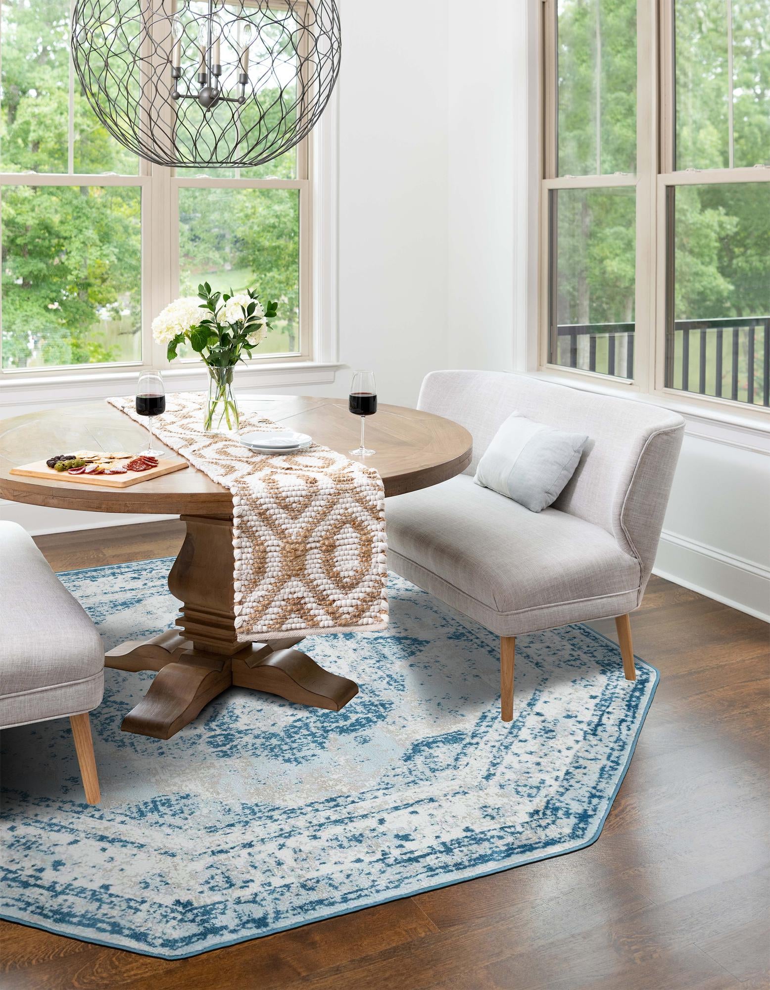 Blue 4' x 4' Monte Carlo Octagon Rug | Rugs.com