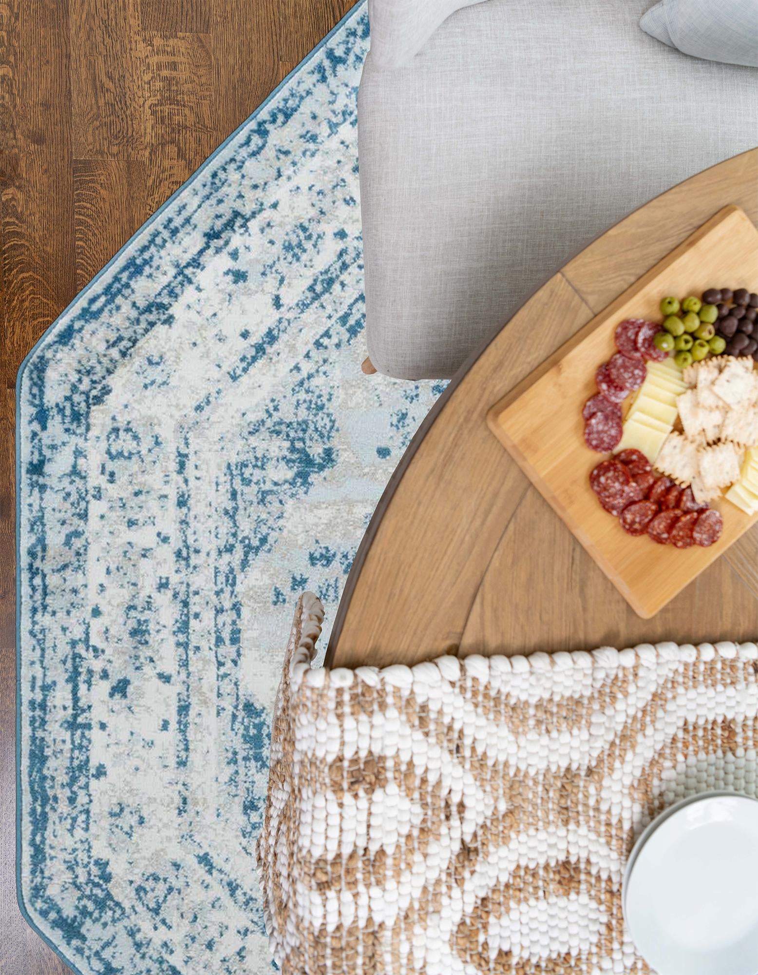 Blue 4' x 4' Monte Carlo Octagon Rug | Rugs.com