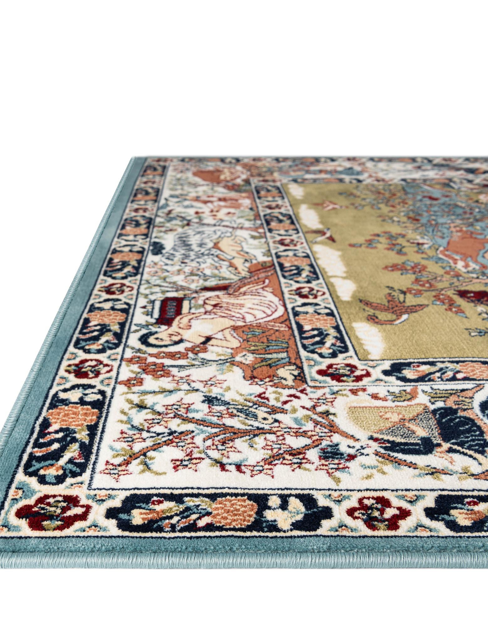 Blue 5' x 5' Nain Design Octagon Rug | Rugs.com