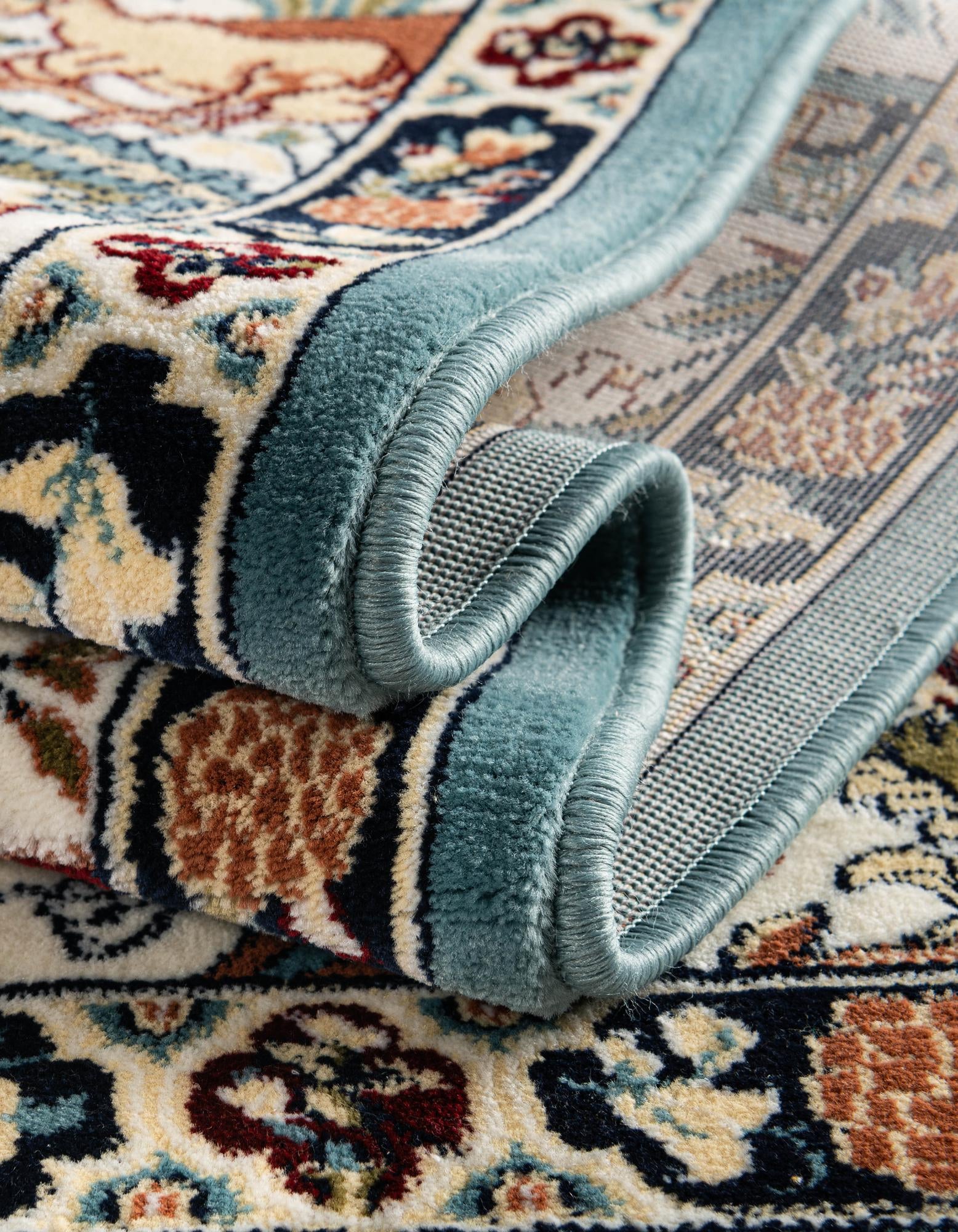 Blue 5' x 5' Nain Design Octagon Rug | Rugs.com