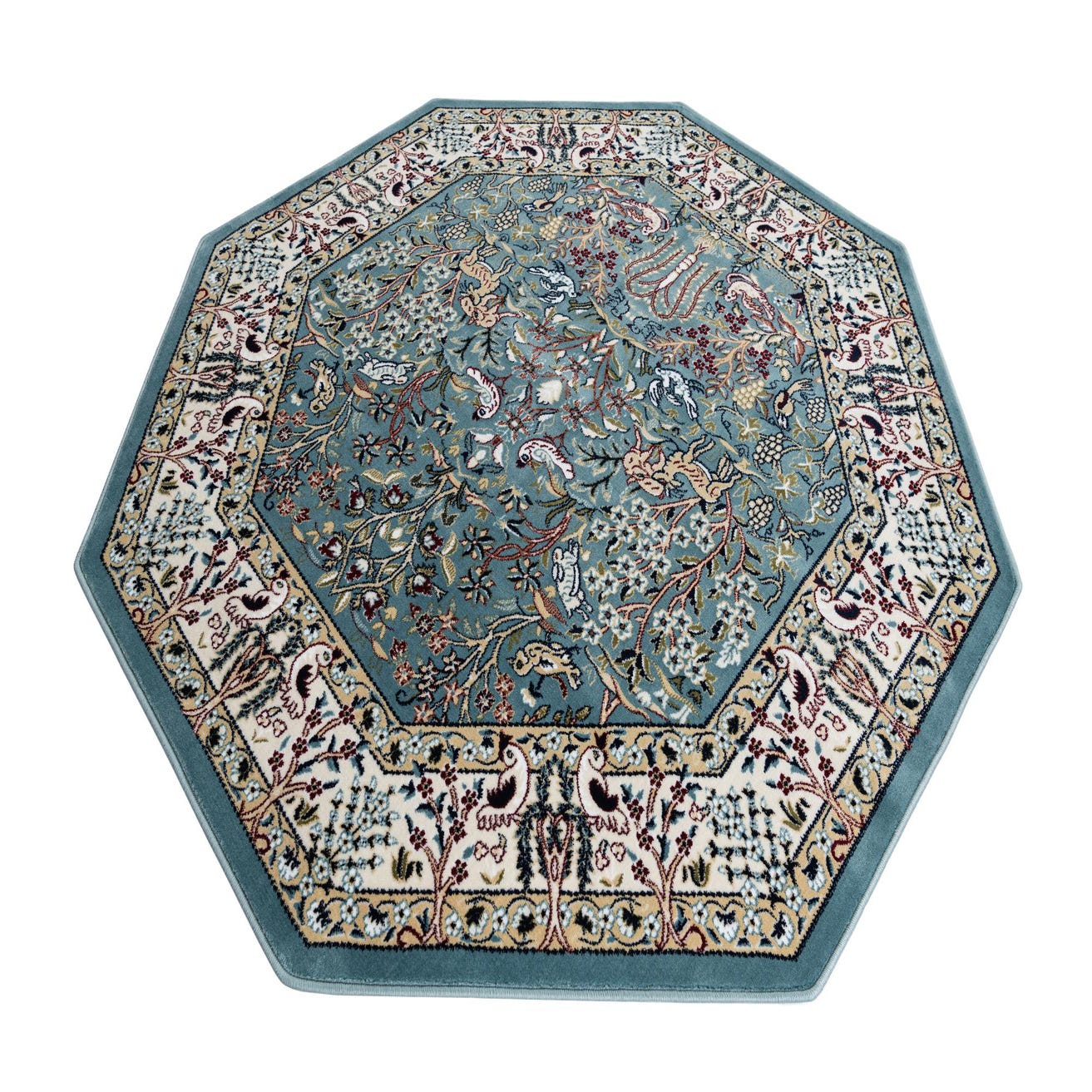 Blue 6' x 6' Nain Design Octagon Rug | Rugs.com