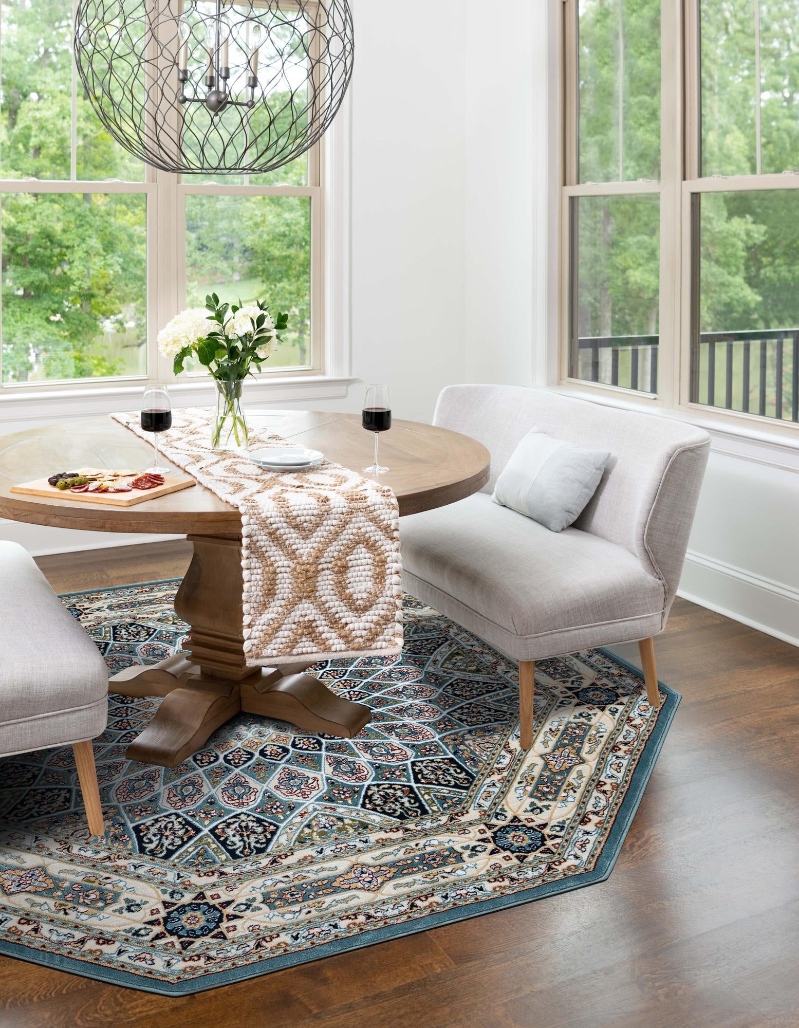 Blue 3' 3 x 3' 3 Nain Design Octagon Rug | Rugs.com