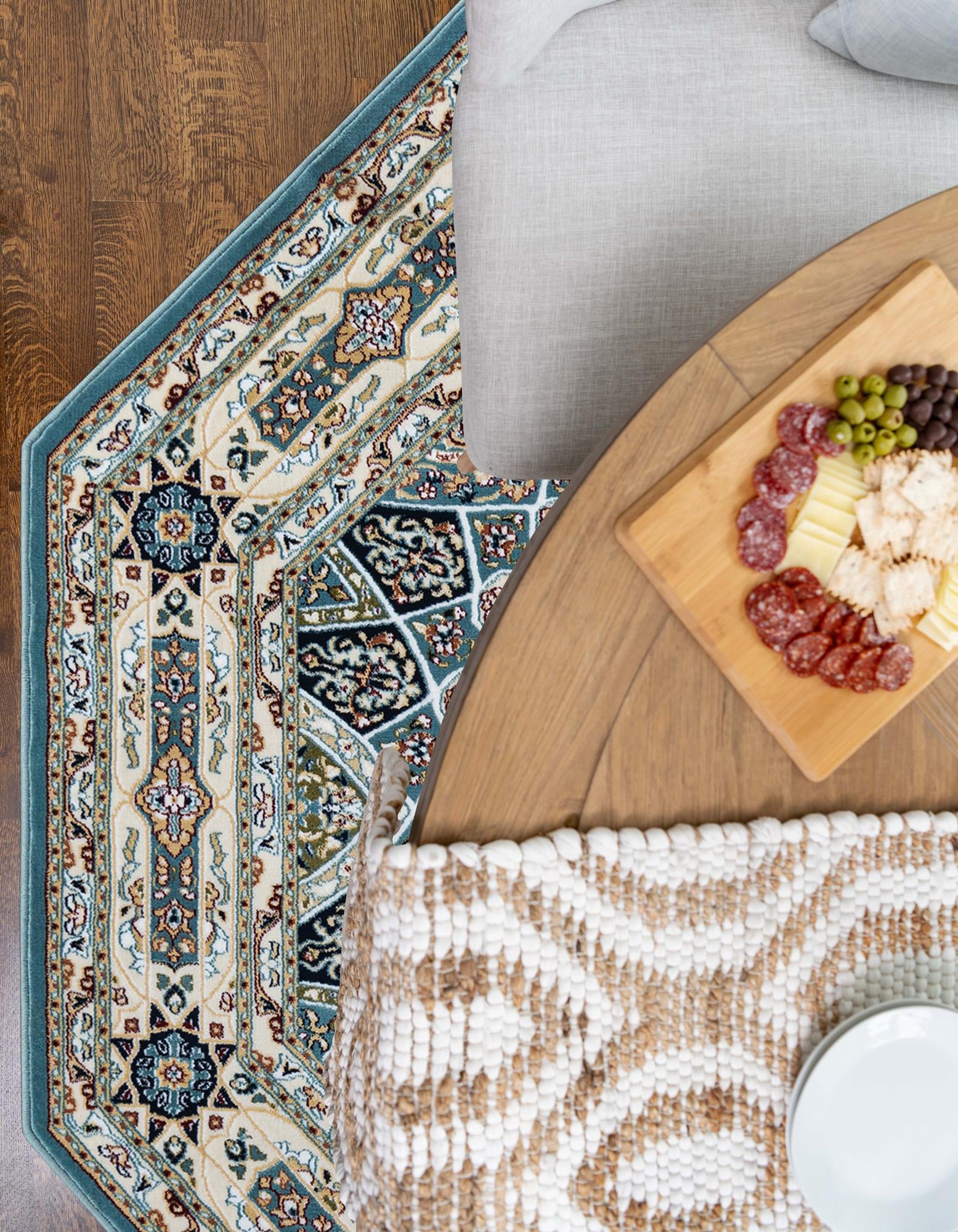 Blue 3' 3 x 3' 3 Nain Design Octagon Rug | Rugs.com