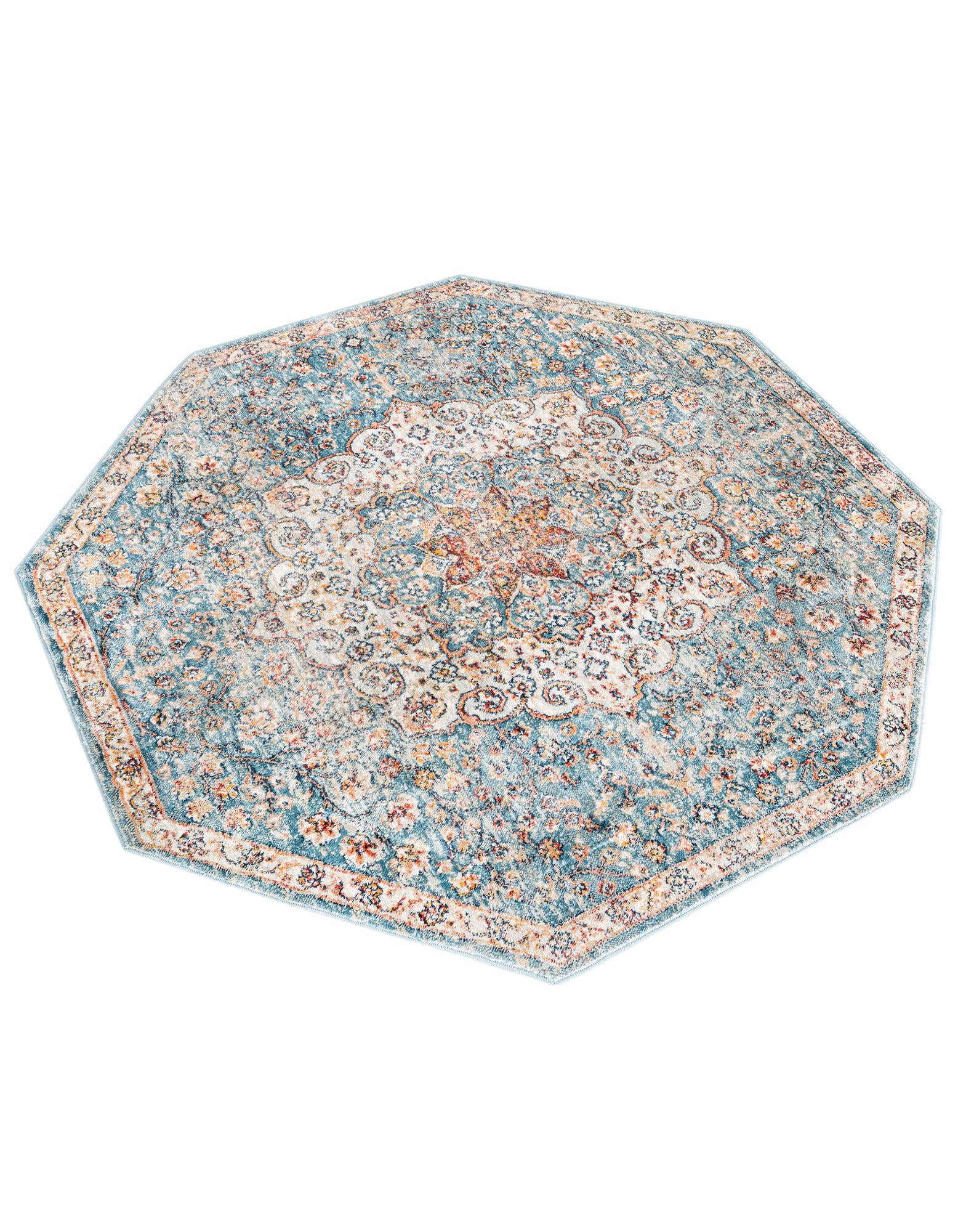 Blue 4' x 4' Newport Octagon Rug | Rugs.com
