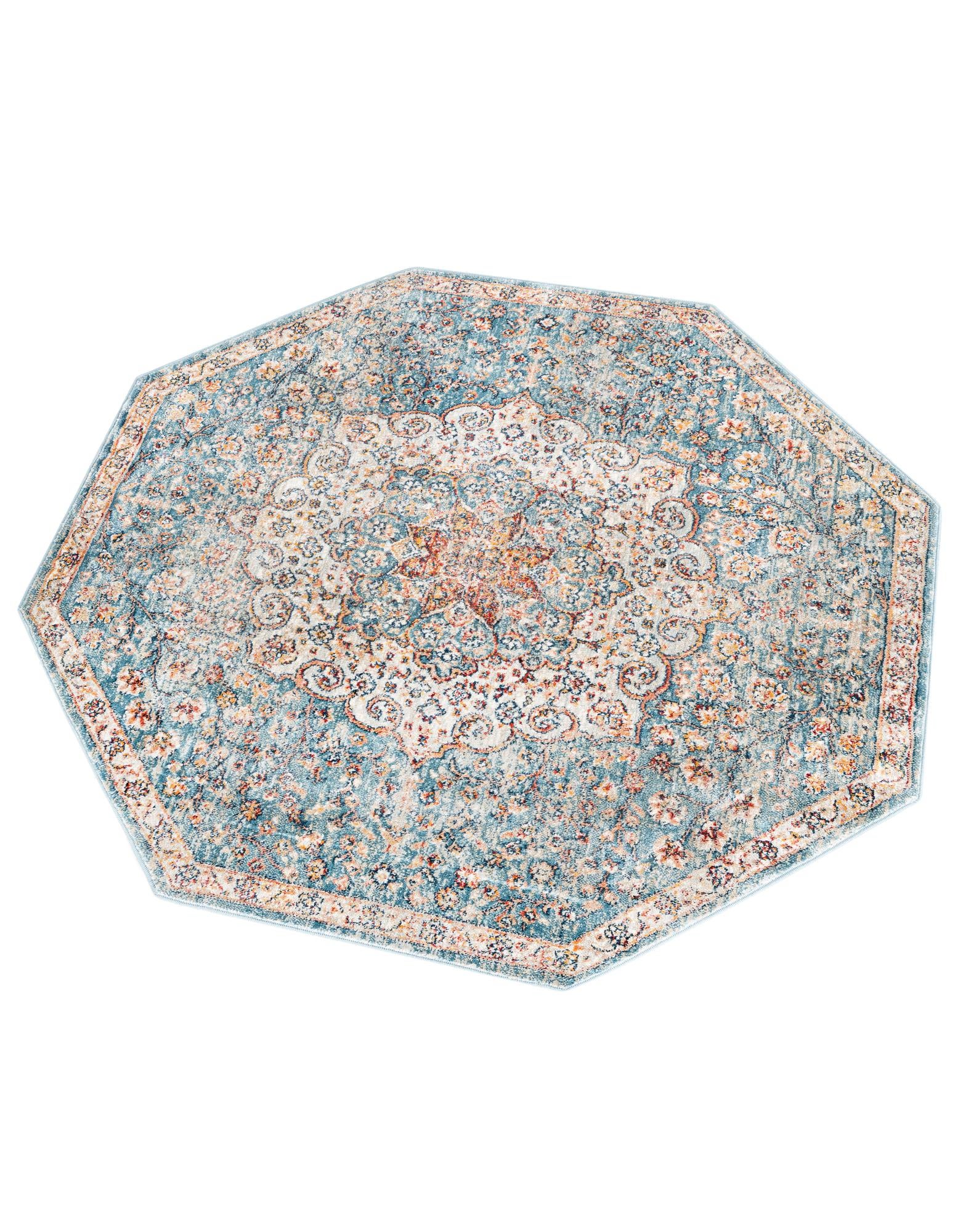 Blue 4' x 4' Newport Octagon Rug | Rugs.com