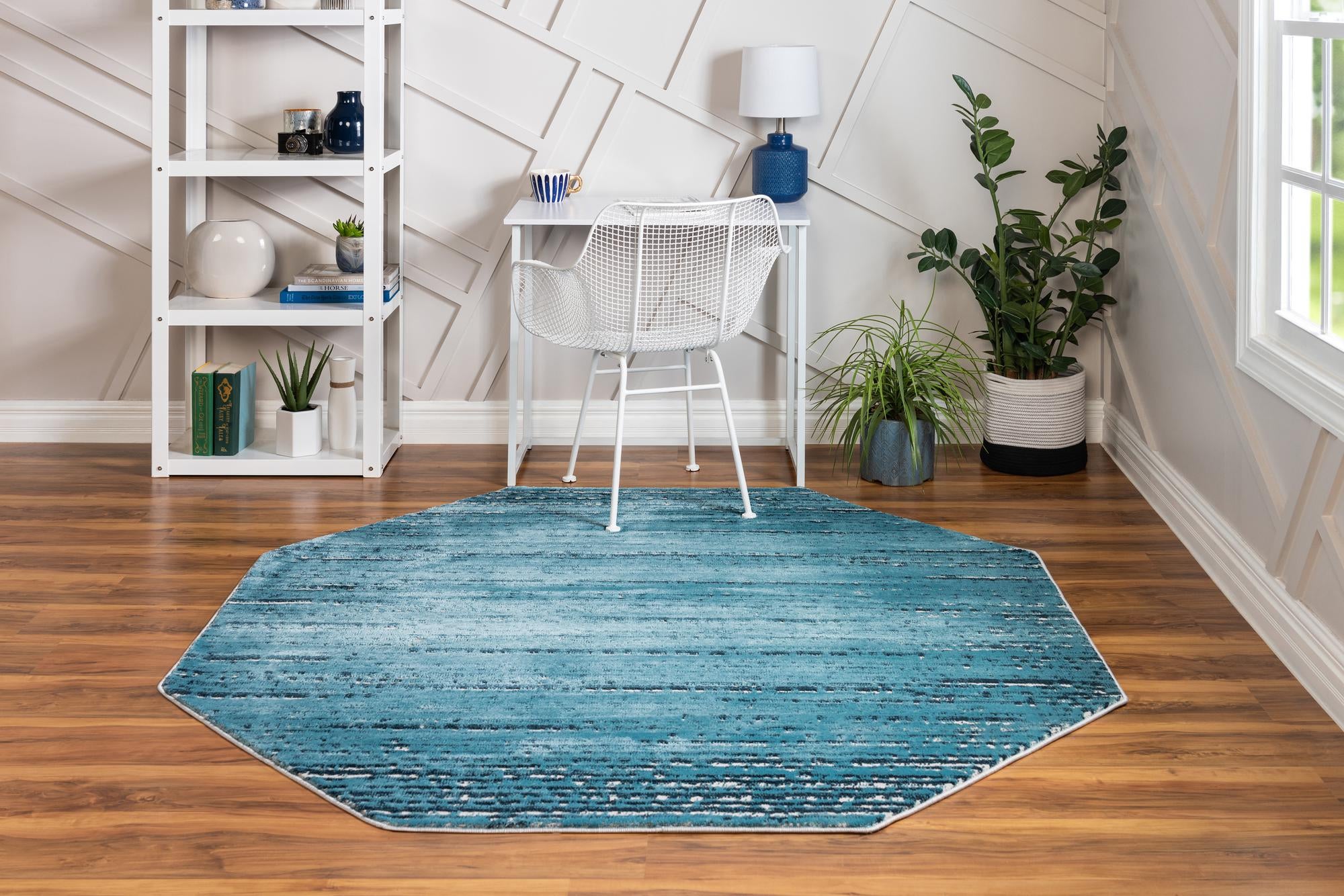 Blue 7' x 7' Oasis Octagon Rug | Rugs.com